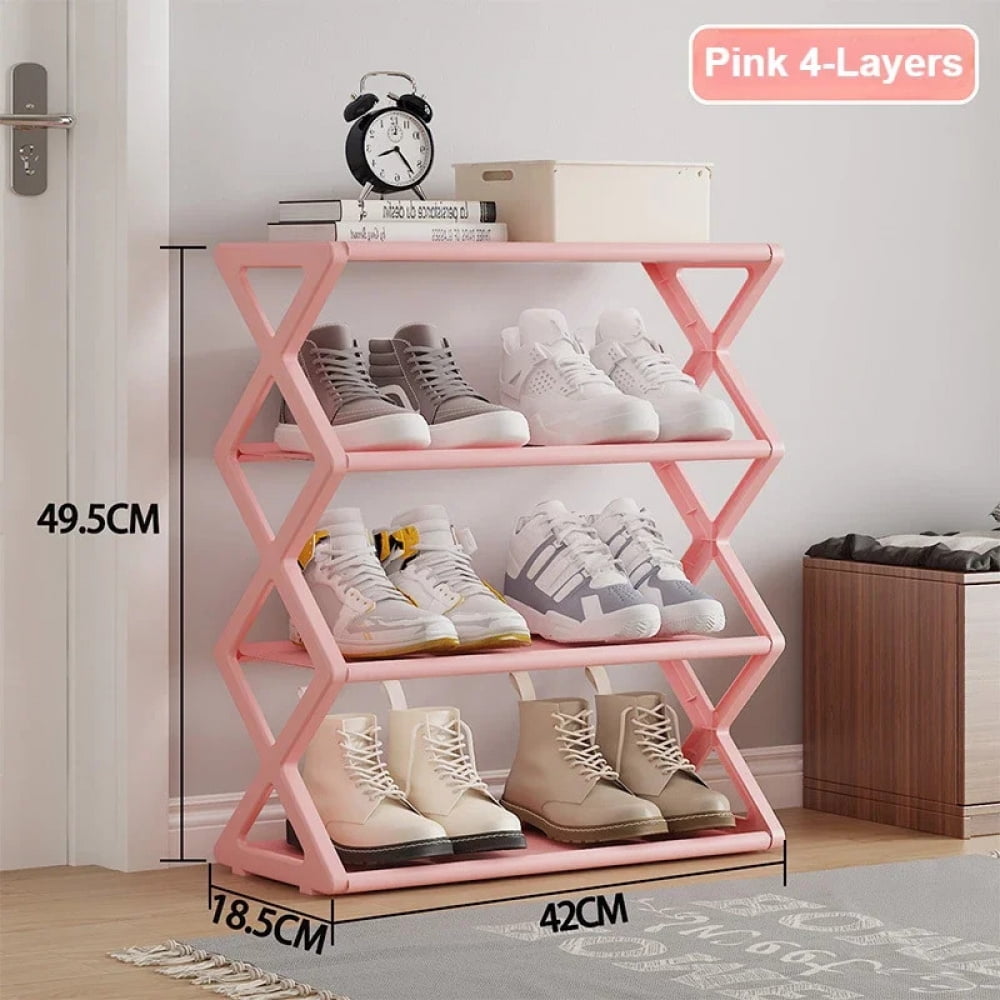 4-Layer Shoe Rack Trapezoidal Simple Shoes Organizer Multifunctional ...