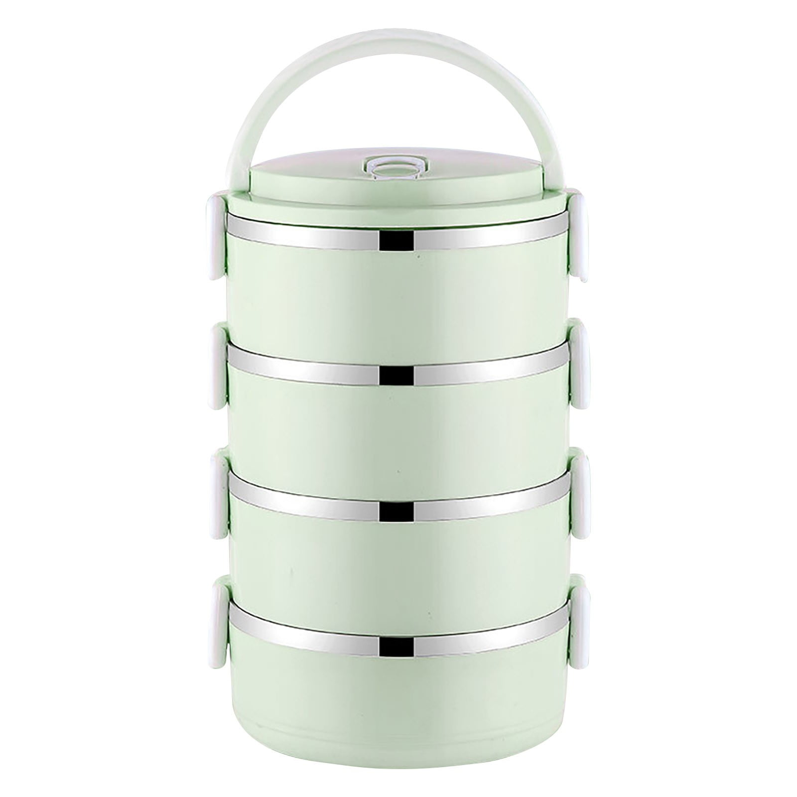 4-Layer Stainless Steel Bento Lunch Box with Compartments and Ergonomic ...