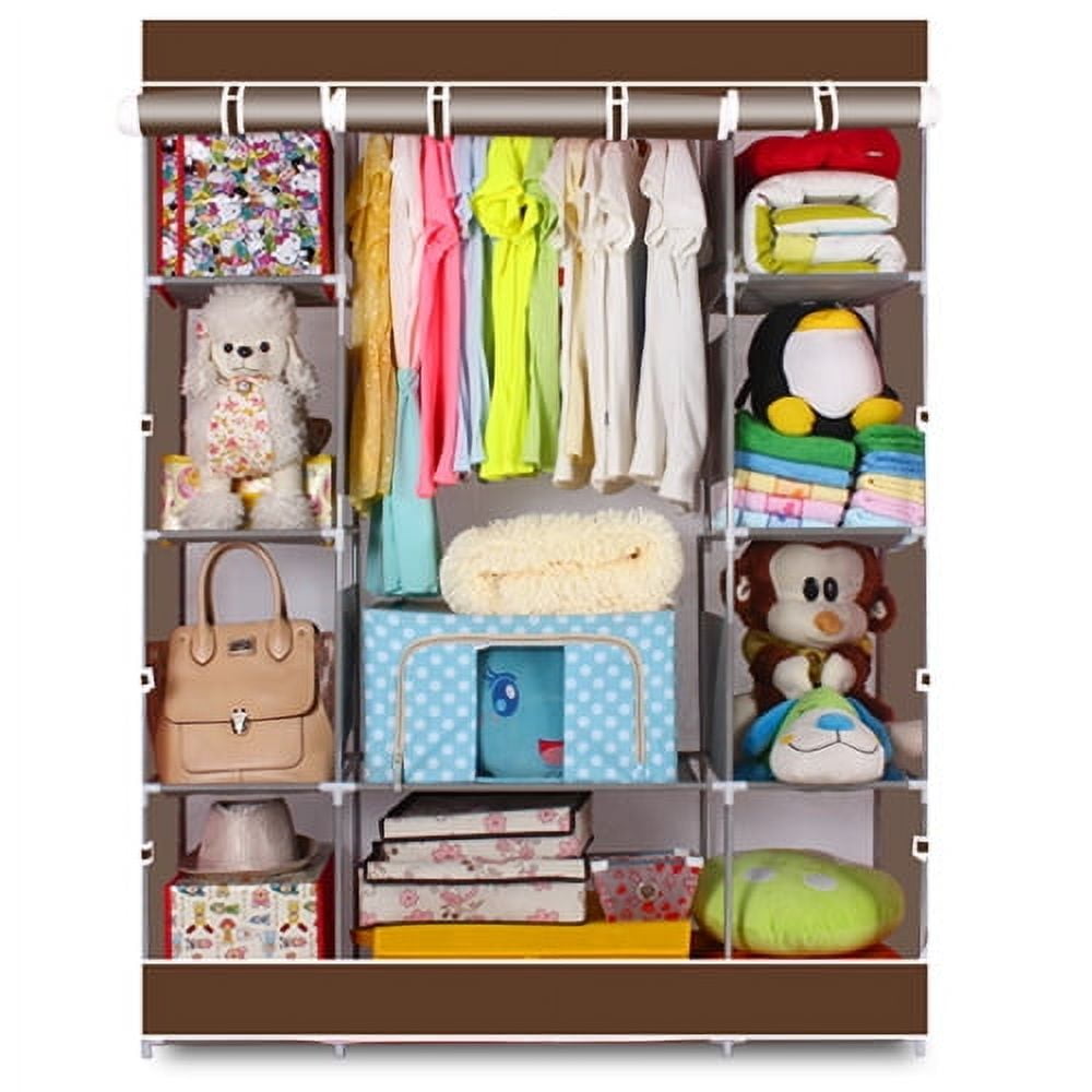 4-Layer Wardrobe, 10 Lattices Non-Woven Fabric, Coffee - Walmart.com