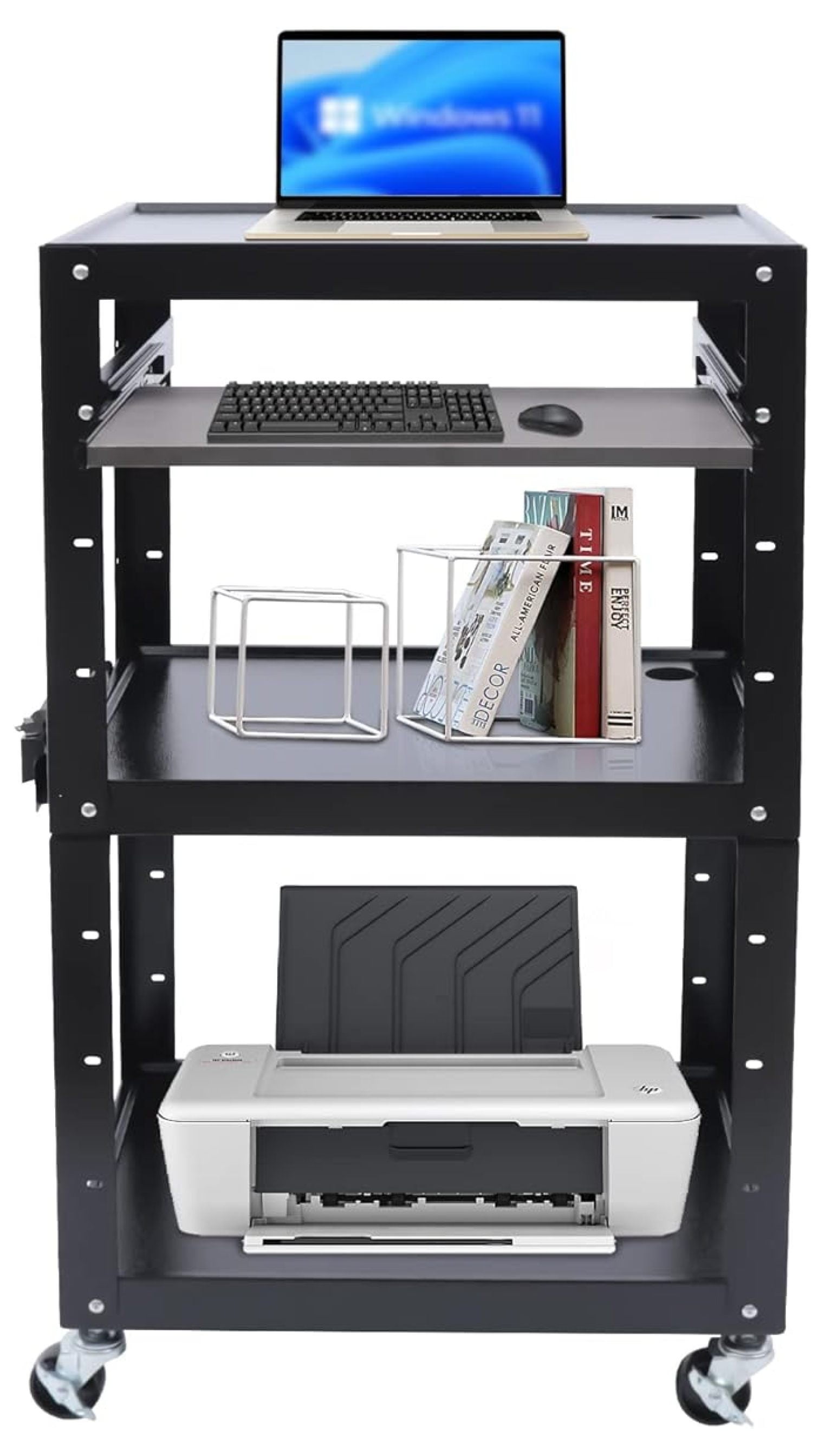 4-Layers AV Cart Stand, Adjustable Height Utility AV Presentation Cart ...