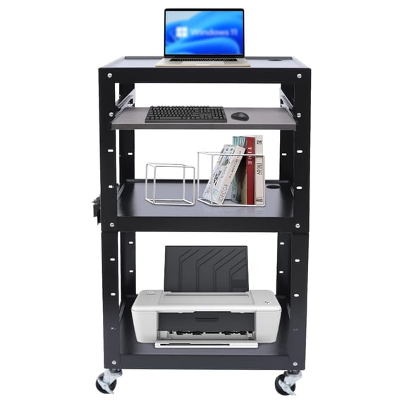 4-Layers AV Cart Stand, Adjustable Height Utility AV Presentation Cart ...