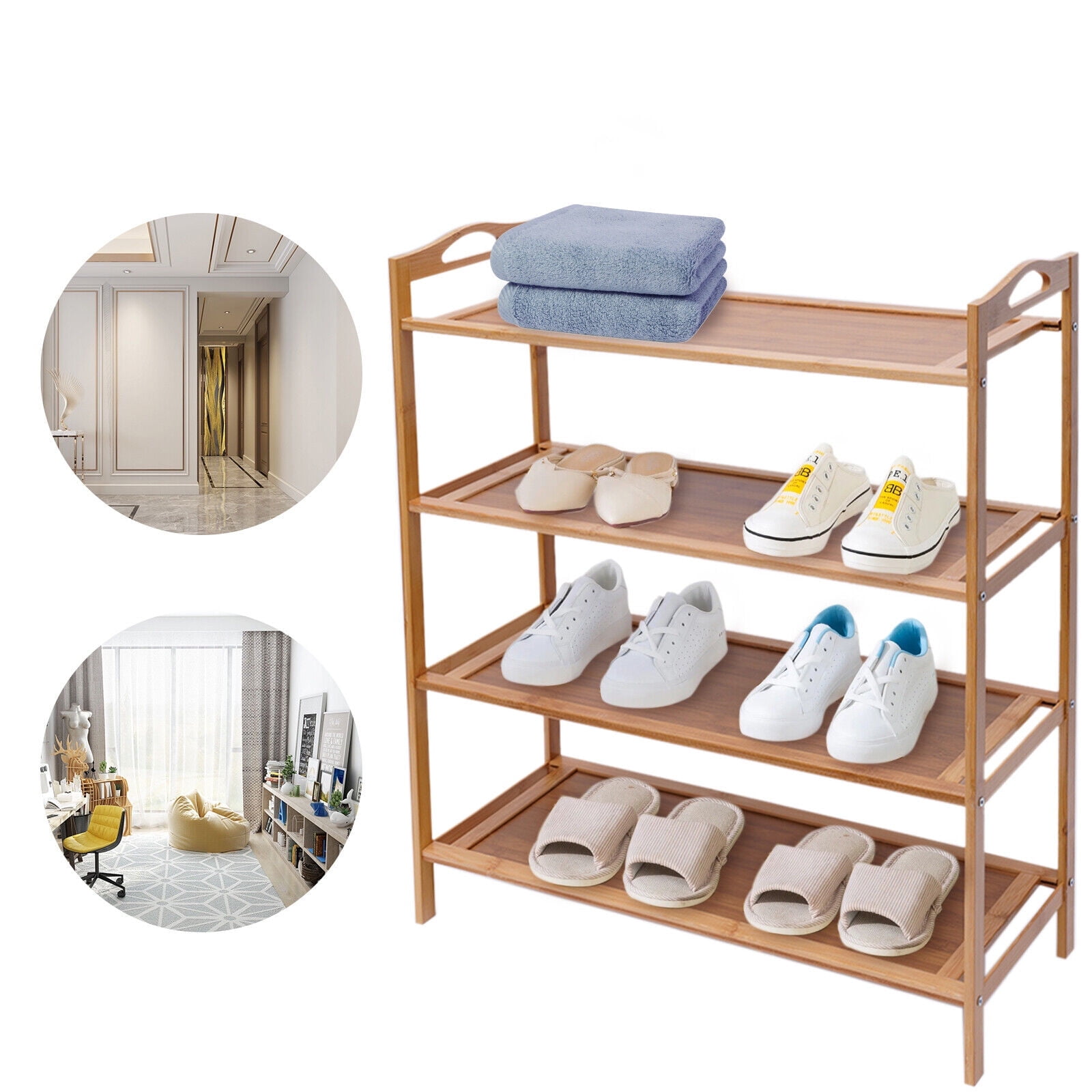 4 Layers Bamboo Entryway Shoe Rack Shelf 23.62*9.84*26.38inch Home ...