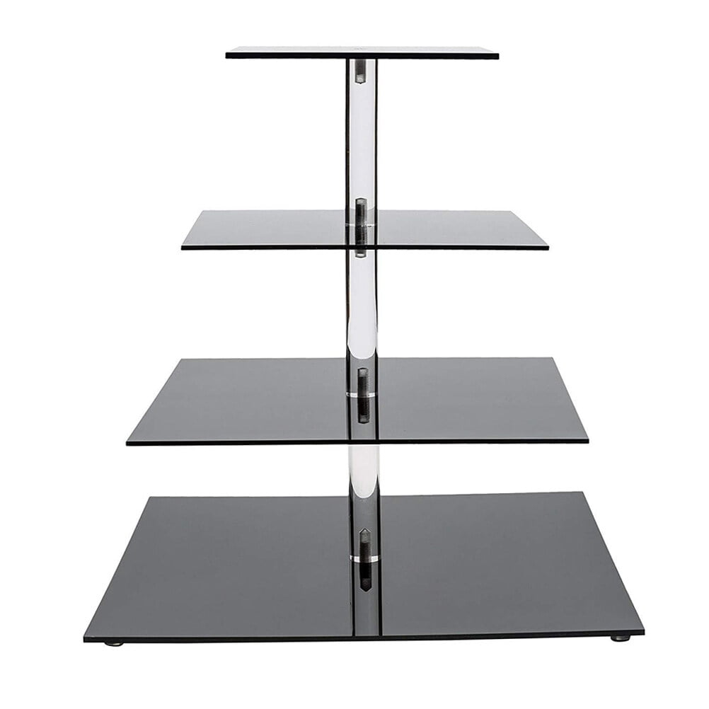 4 Layers Decor Tiered Cake Stand Candy Display Square Acrylic Rack ...
