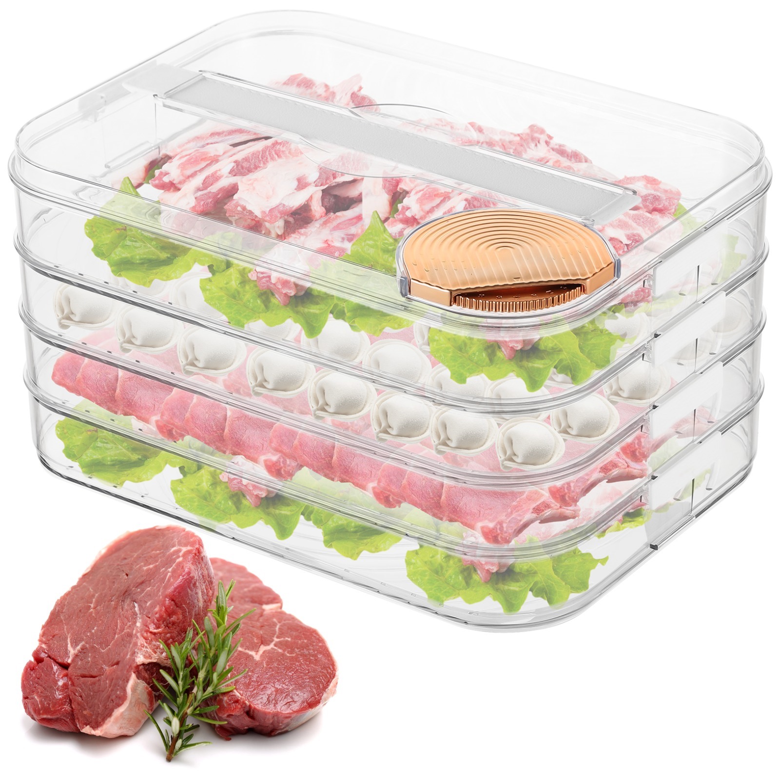 4 Layers Deli Meat Container, Lunch Meat Container for Fridge ...