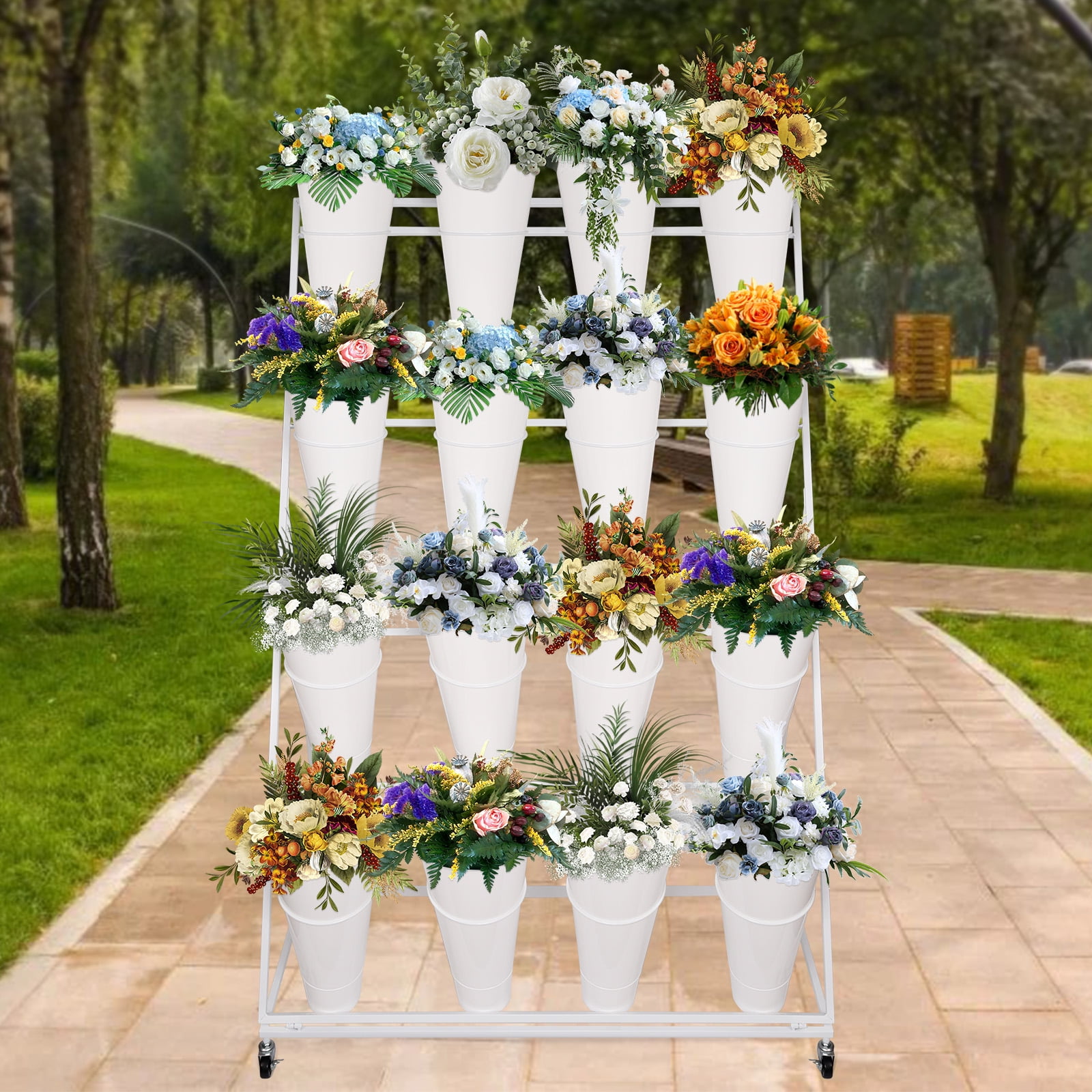 Flower Display Rack,59 inch 4 Layers Tall Metal Florist Bouquet Shelf ...