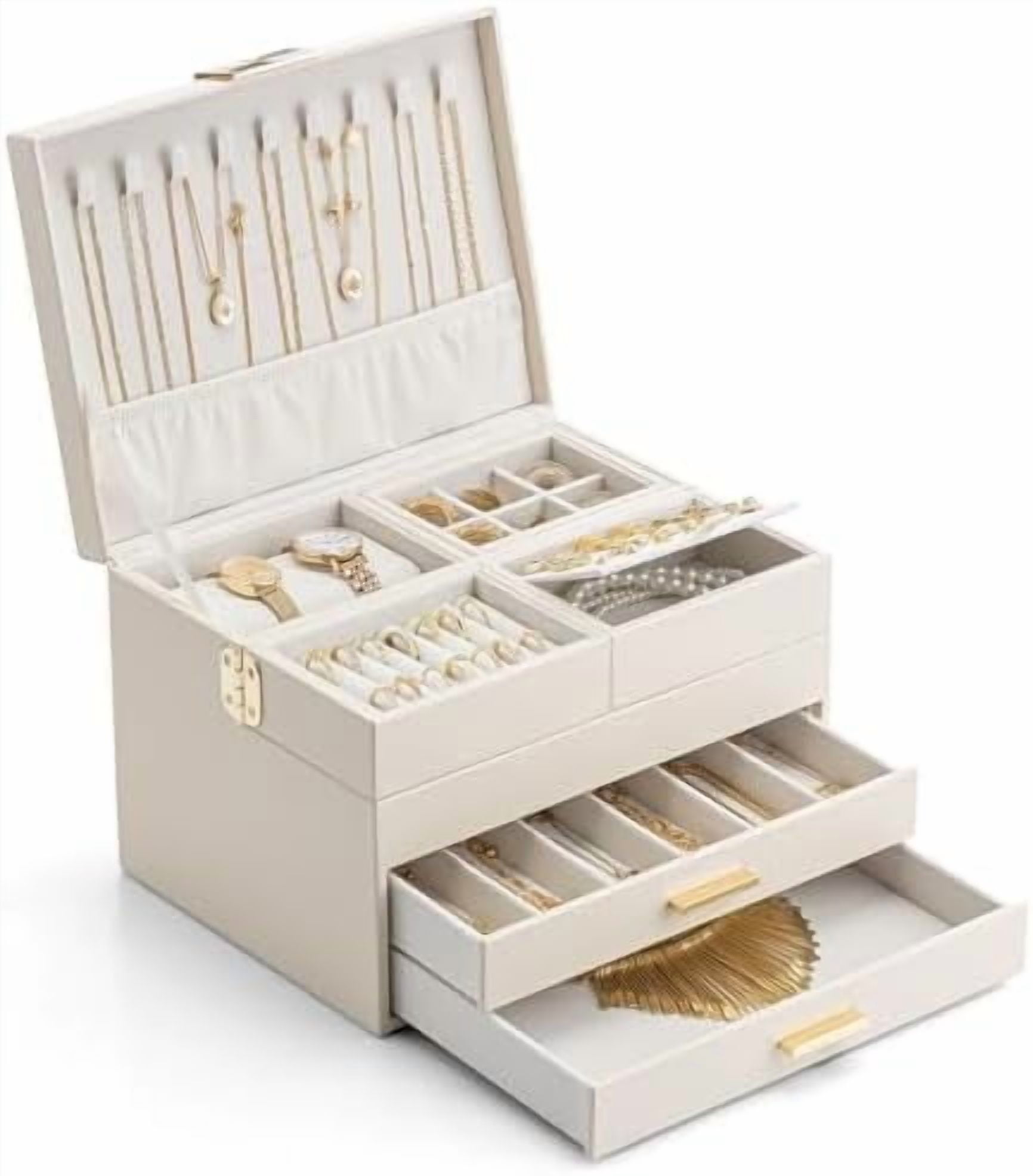 4 Layers Jewelry Box - Women Jewelry Box with Retractable Tray ...