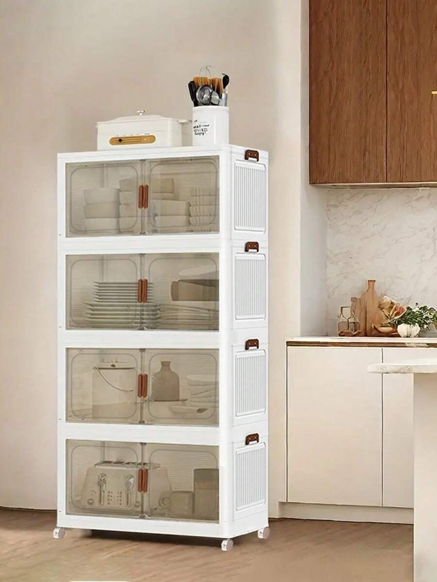 4 Layers Plastic Storage Box Organizer,Stackable Storage Box, Covered ...