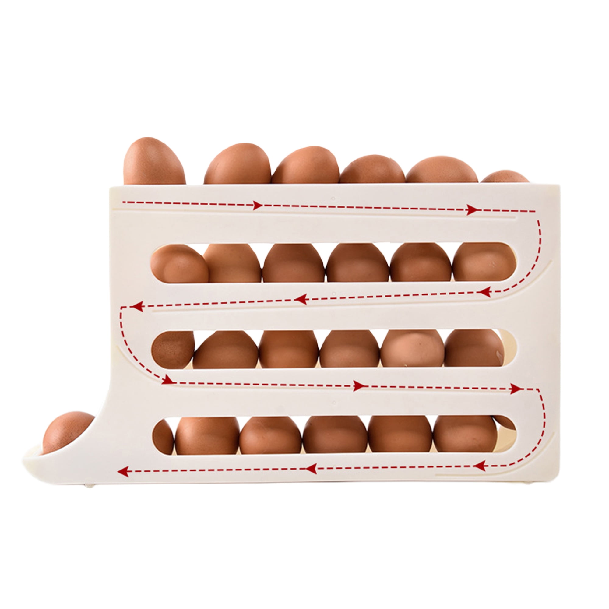 4 Layers Rolling Egg Dispenser, Large Capacity Egg Storage Container ...