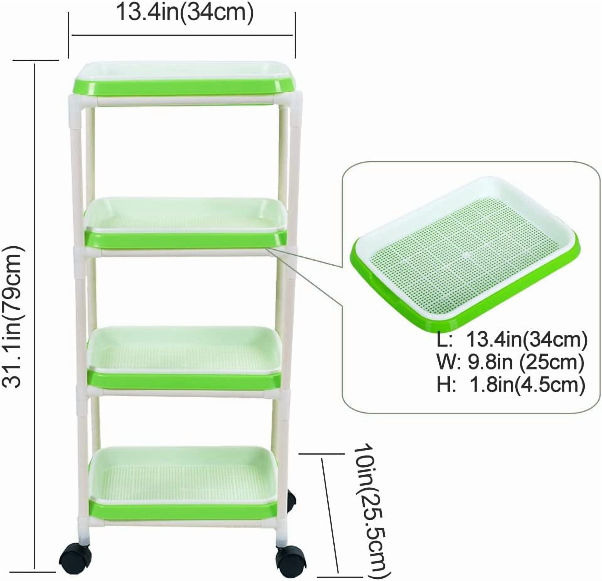 4 Layers Sprout Trays with Strength Plastic Shelf for Soil- Wheatgrass ...