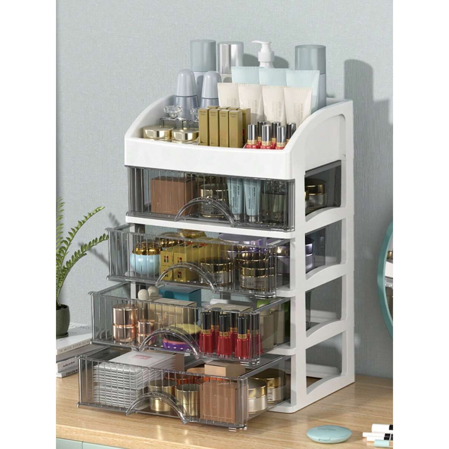 4 Layers White Pot Pan Organizer Adjustable Pan Rack Pantry Holder ...