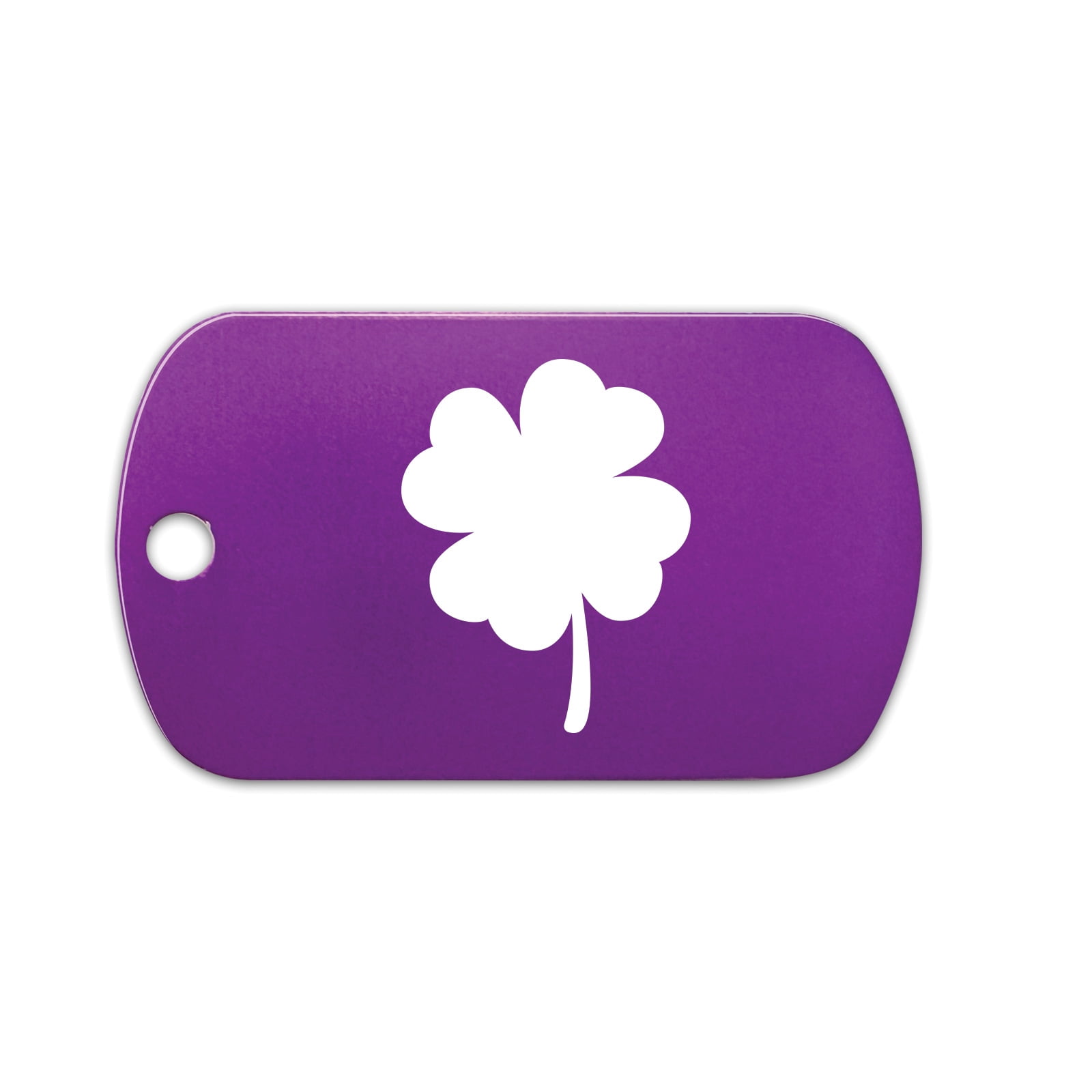 4 Leaf Clover GI Dog Tag Aluminum Keychain lucky irish - Purple ...