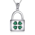 4 Leaf Clover Necklace 925 Sterling Silver Lock And Shamrock Pendant ...