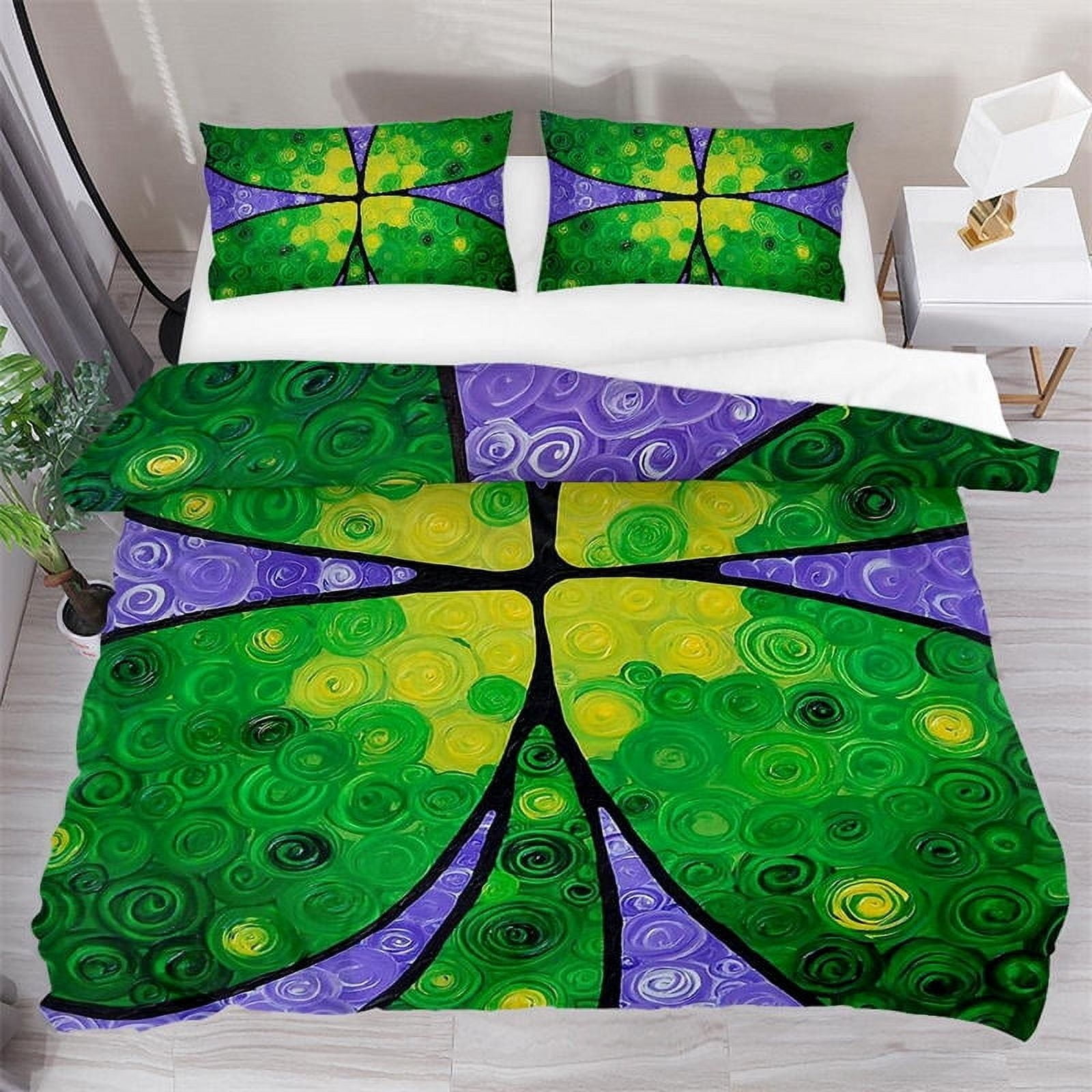 4 Leaf Shamrock Clover Duvet Cover Irish Culture 3D Flowers Bedding Set For Kids Adults St ...