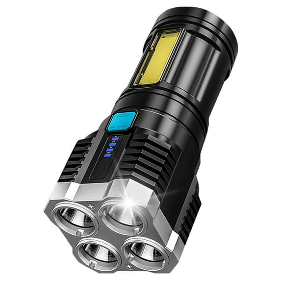 4 Led High-Power Portable Flashlight, Rechargeable With Bright Cob ...