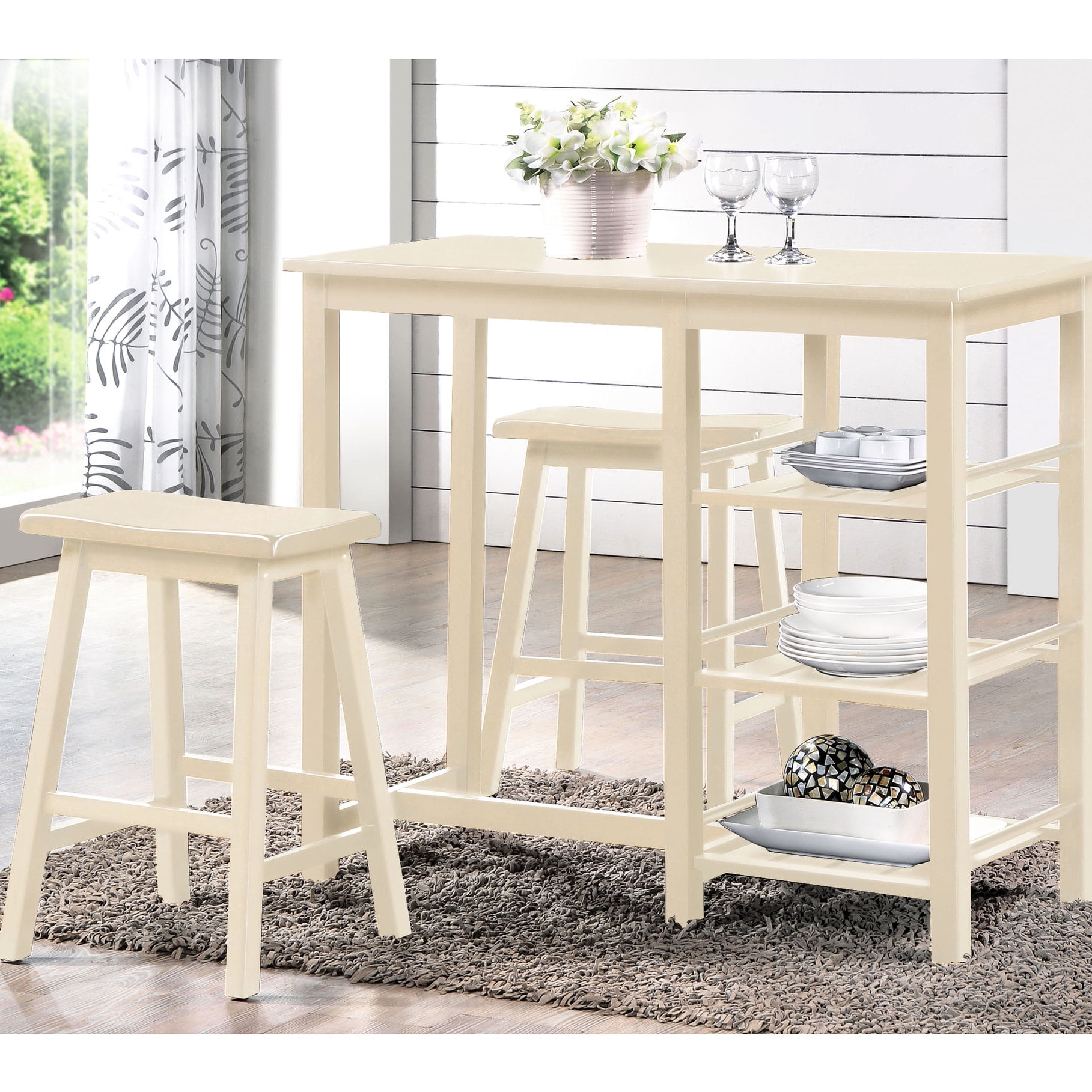 4 - Leg Table Base - Open Shelves for Utensil Storage - Kitchen Dining ...