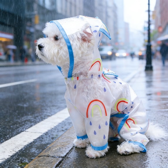4-Leg Waterproof Raincoat for Dogs, Full-Coverage Hooded Pet Jacket ...
