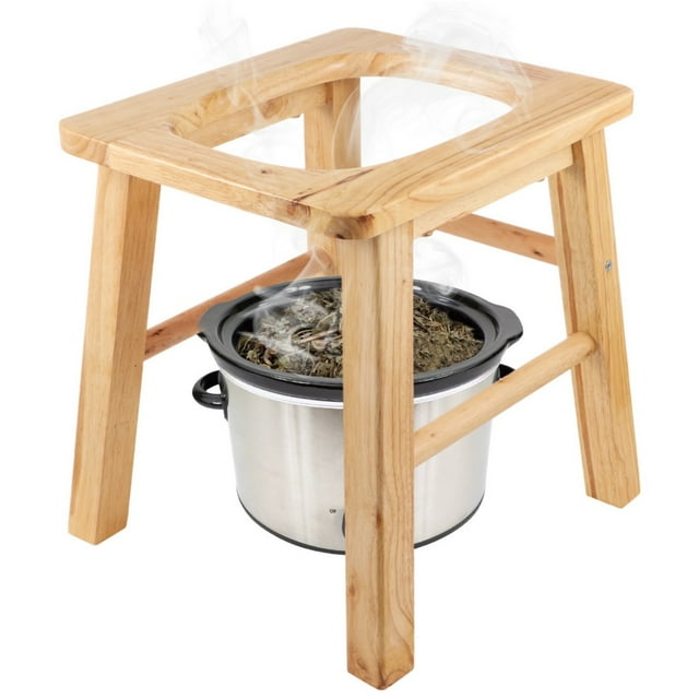 4-Leg Wooden Steam Chair, Wood Herb Steaming Seat, Home Steaming Chair ...