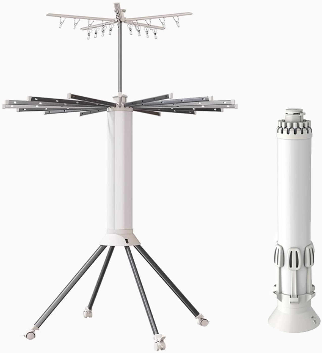 4-Legged Clothes Drying Rack - Portable Laundry Stand with 20 Clips & 6 ...