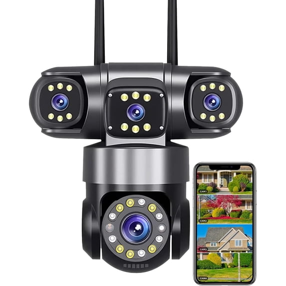 4-Lens Security Cameras Wireless for Home Surveillance Outdoor, Indoor ...