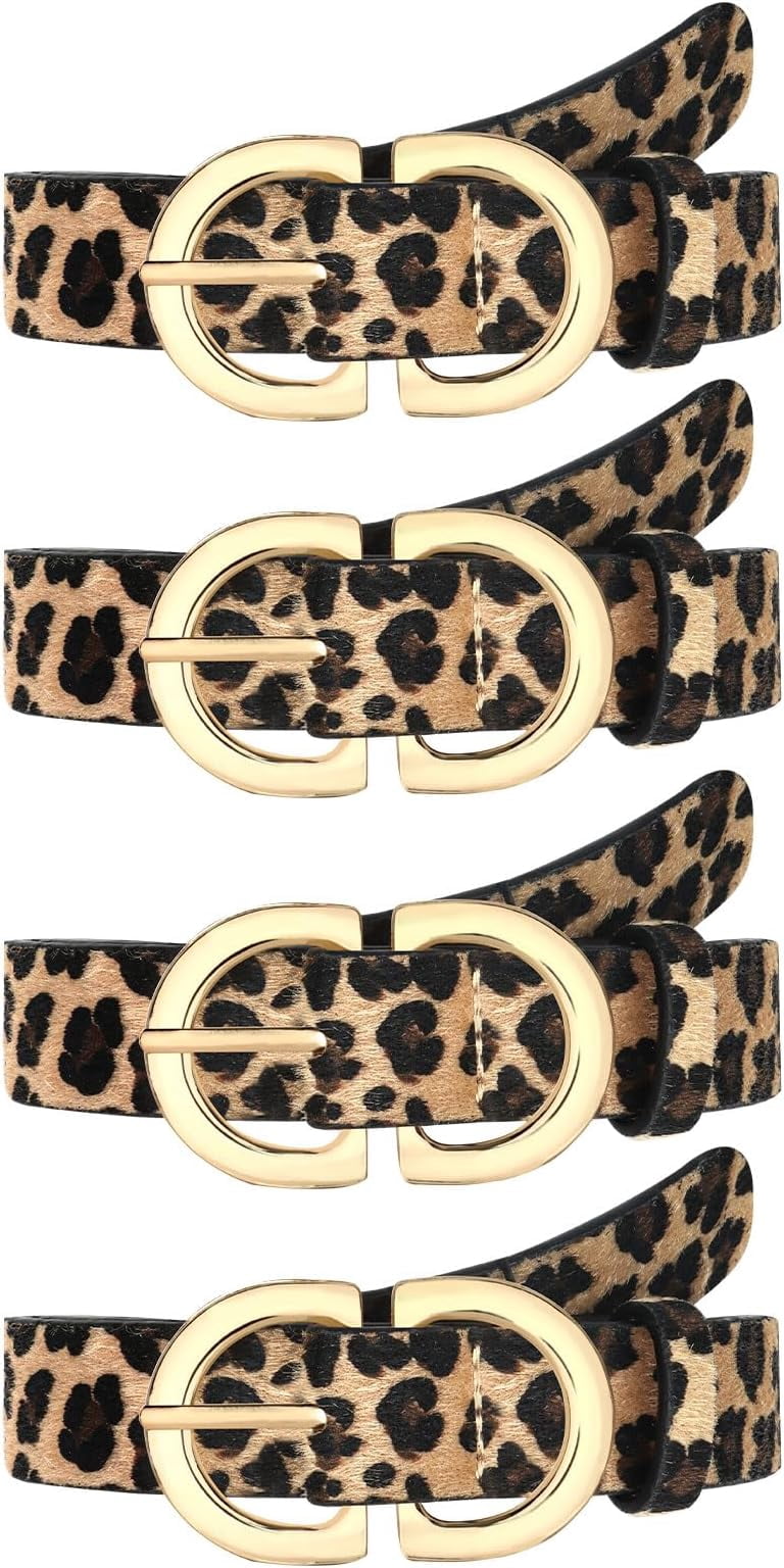 4 Leopard Belts for Women Leather Belts for Jeans Pants Ladies Dress ...