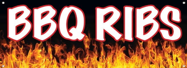 4 Less Co 18x48 Inch BBQ RIBS Vinyl Banner Sign kb - Walmart.com