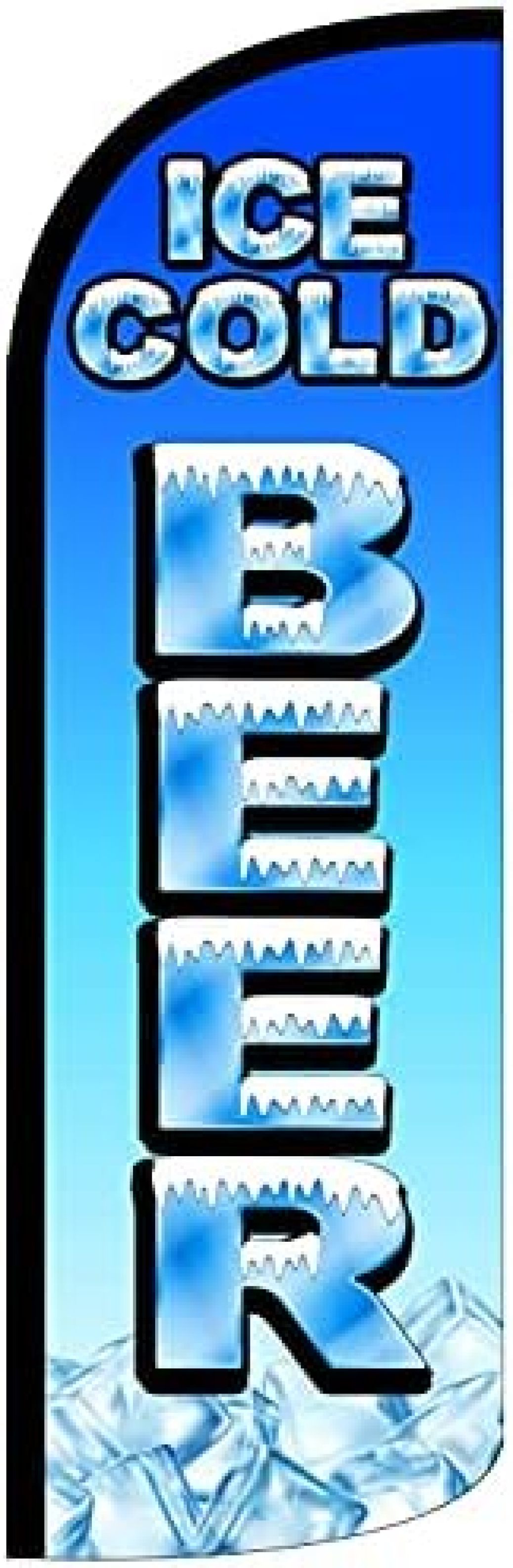4 Less Co ICE COLD BEER - Windless Swooper Flag Feather Banner Sign ...