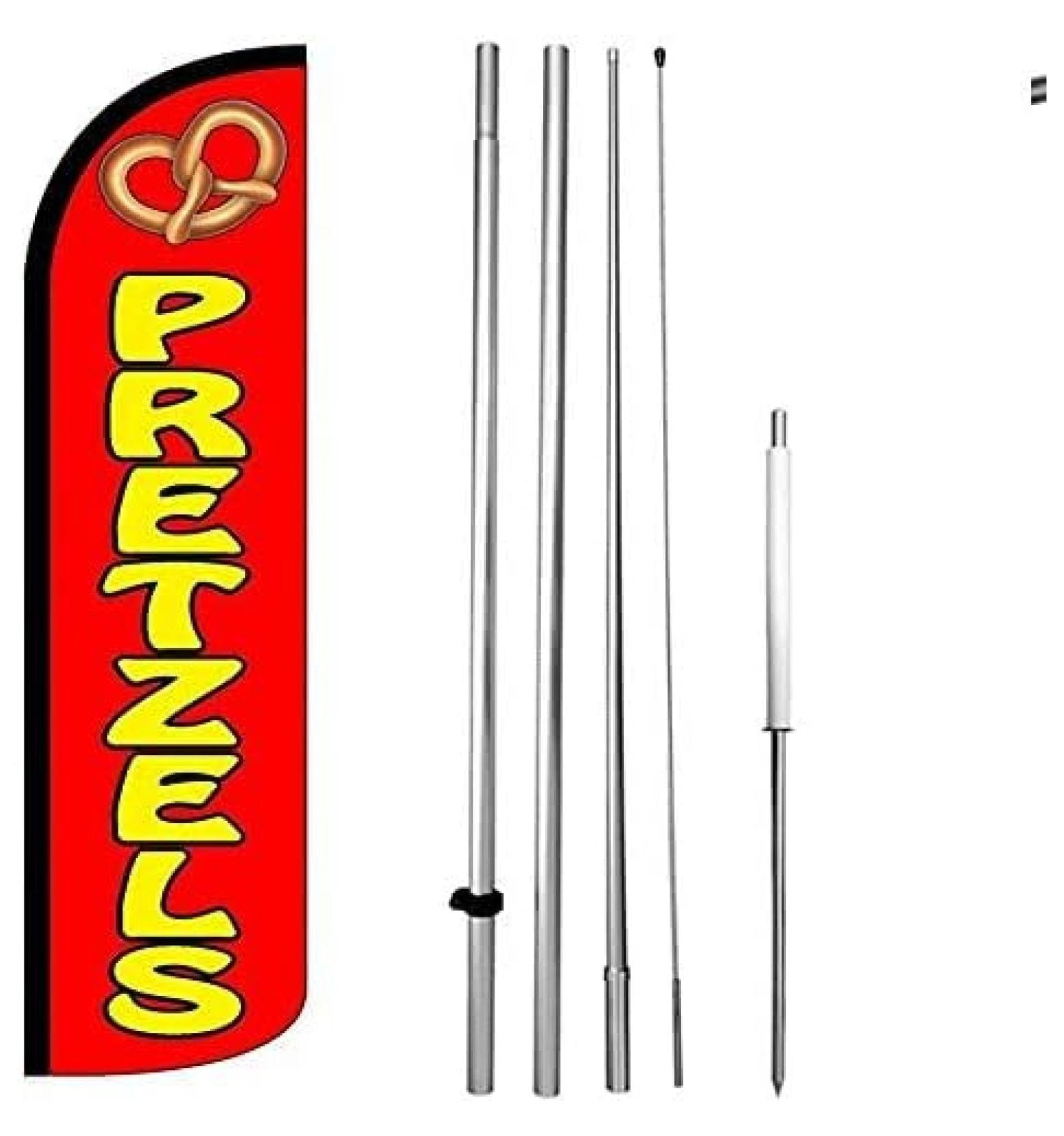 4 Less Co PRETZELS Windless Swooper Flag 15 Ft Tall Pole Kit Banner ...