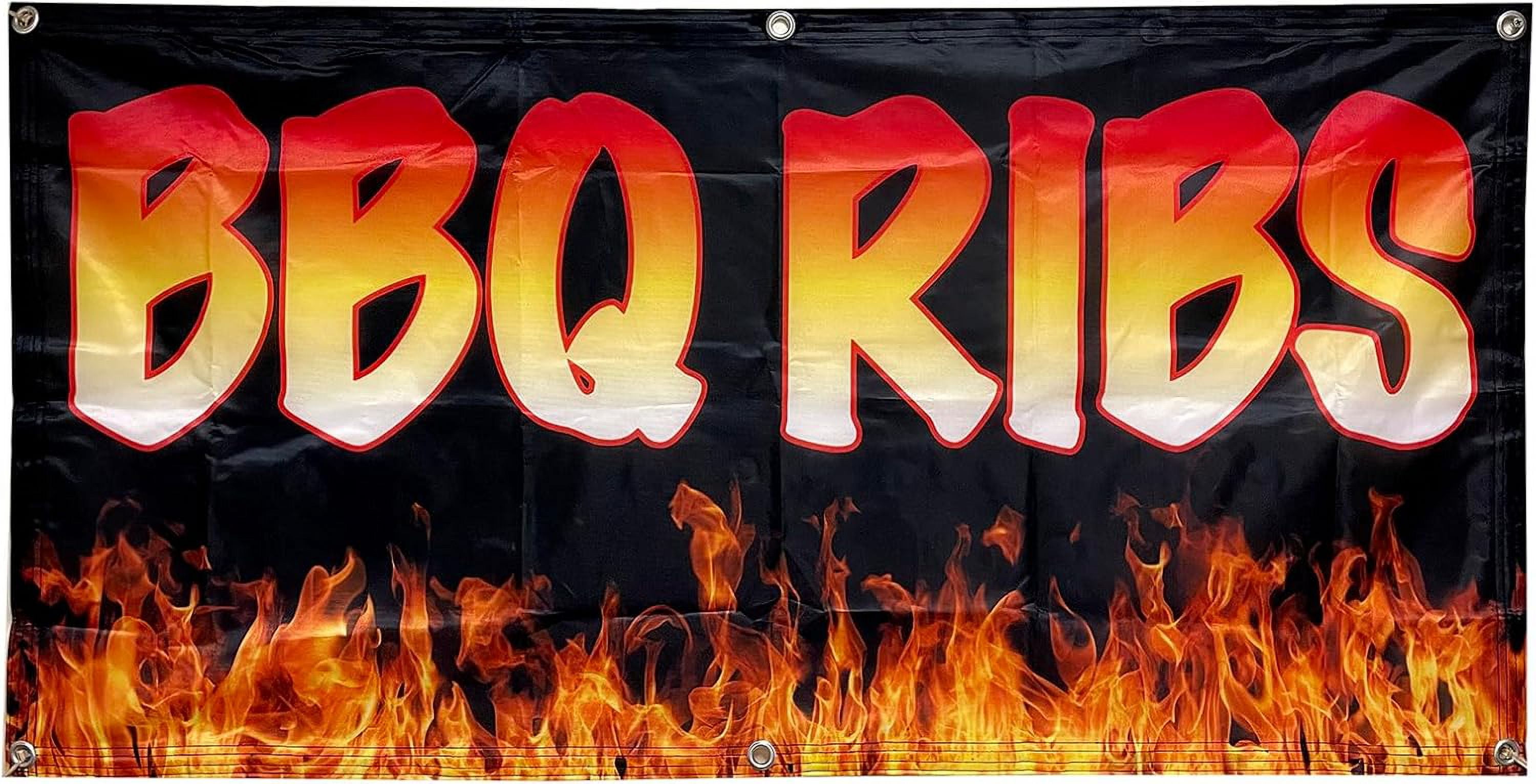 4 Less Feet BBQ RIBS Banner Sign Fabric Polyester kb - Walmart.com