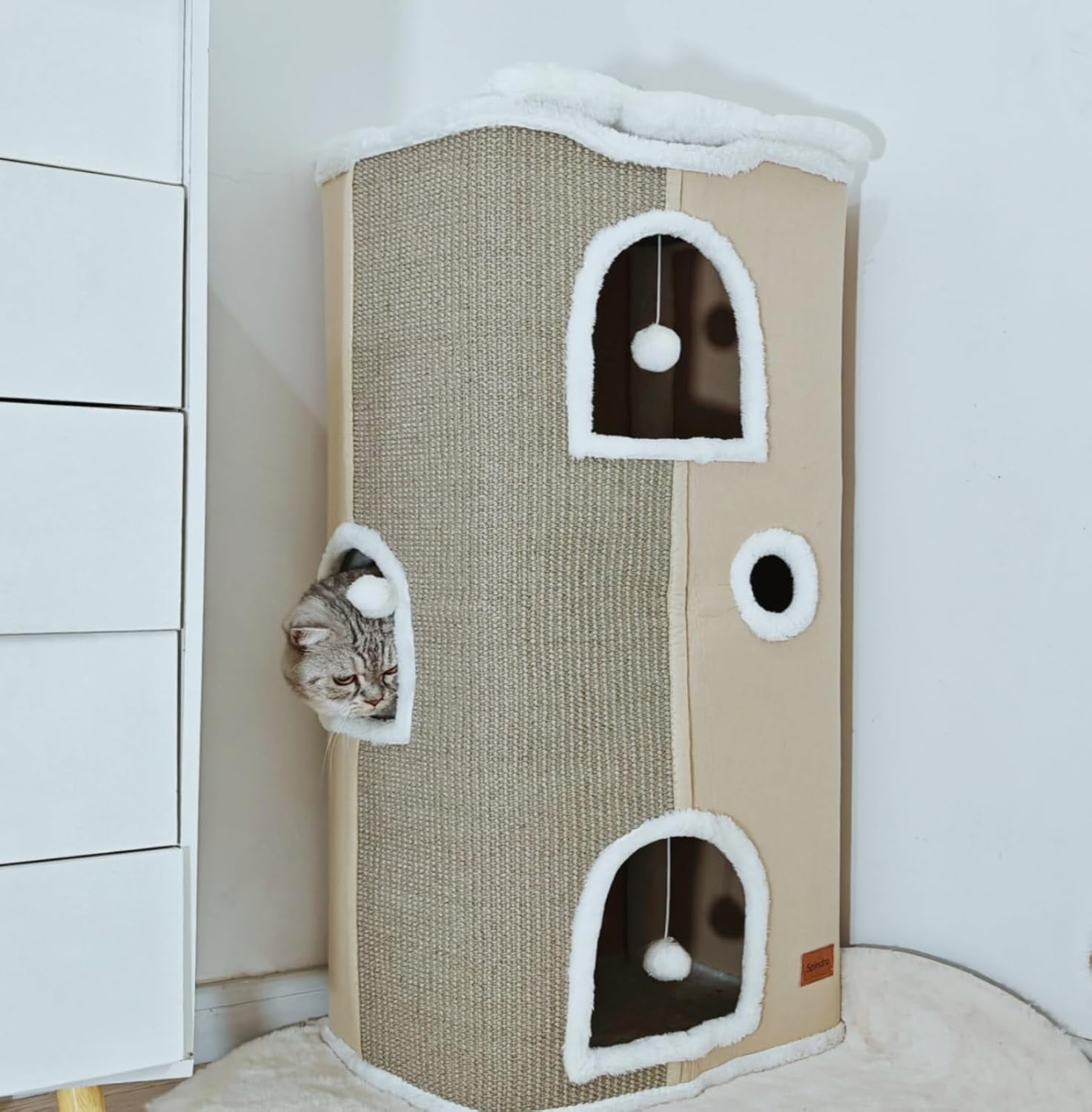 4-Level Cat House for Indoor Cats, Large Adult Cat Cave Bed Cats Cube ...