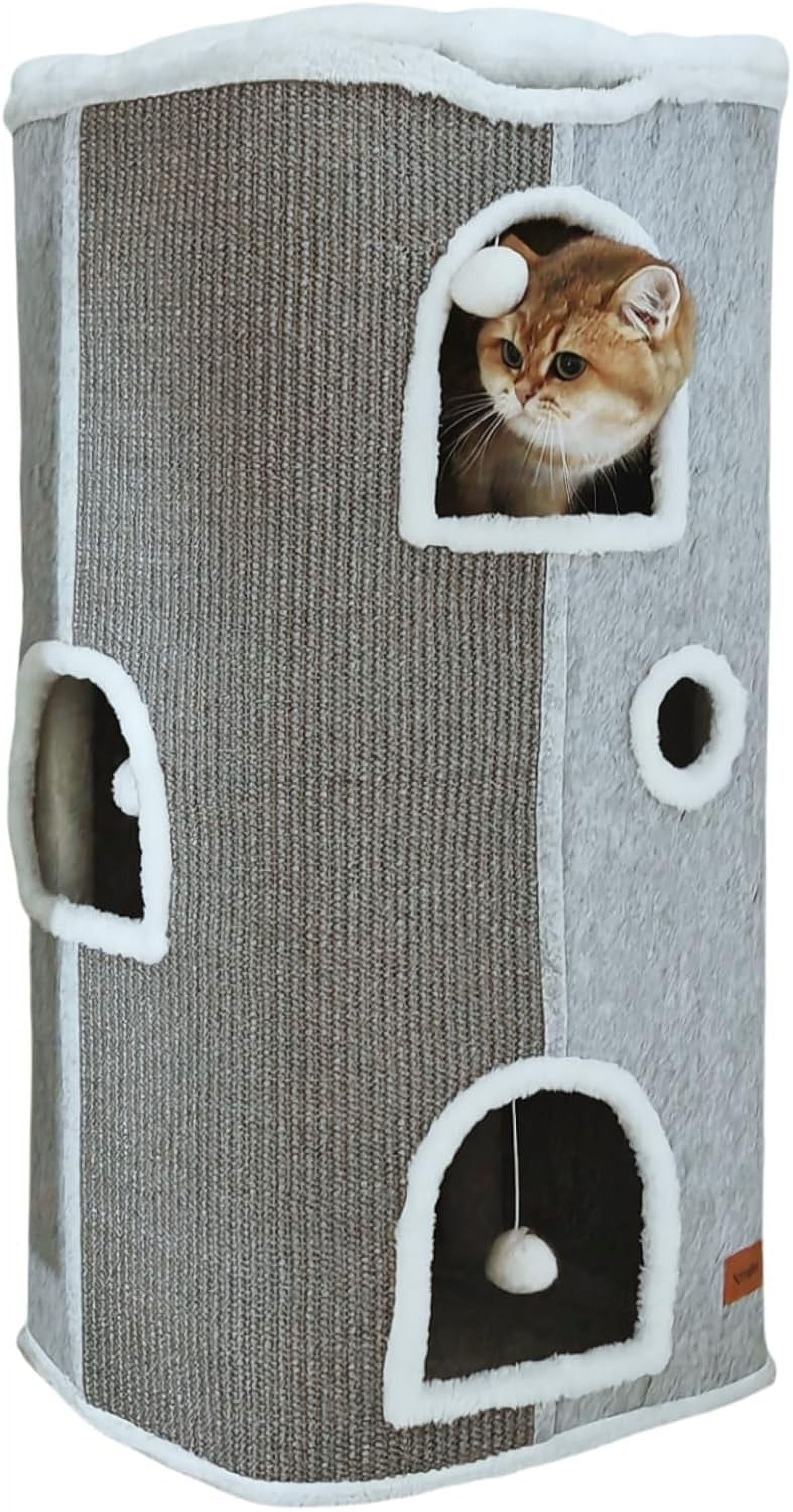 4-Level Cat House for Indoor Cats, Large Adult Cat Cave Bed Cats Cube ...