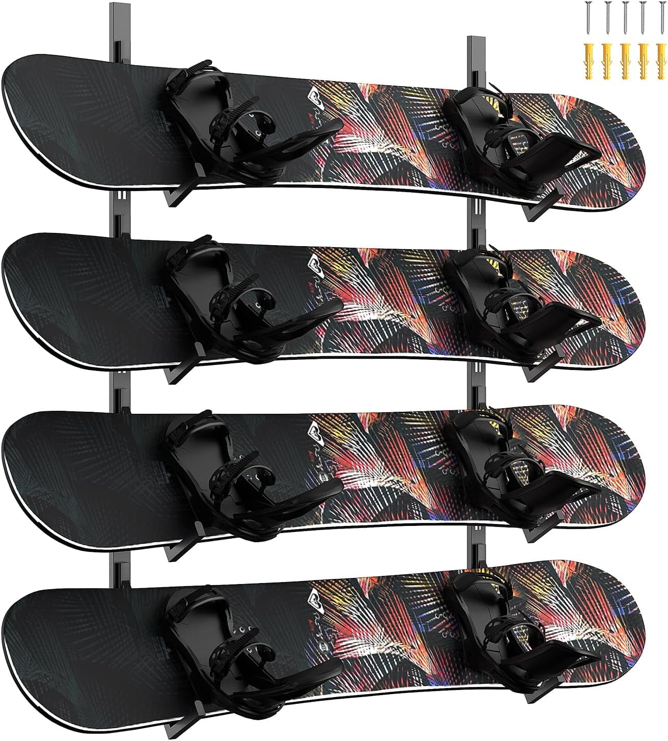 4-Level Snowboard + Ski Wall Storage Rack, Snowboards/Ski Display Rack ...