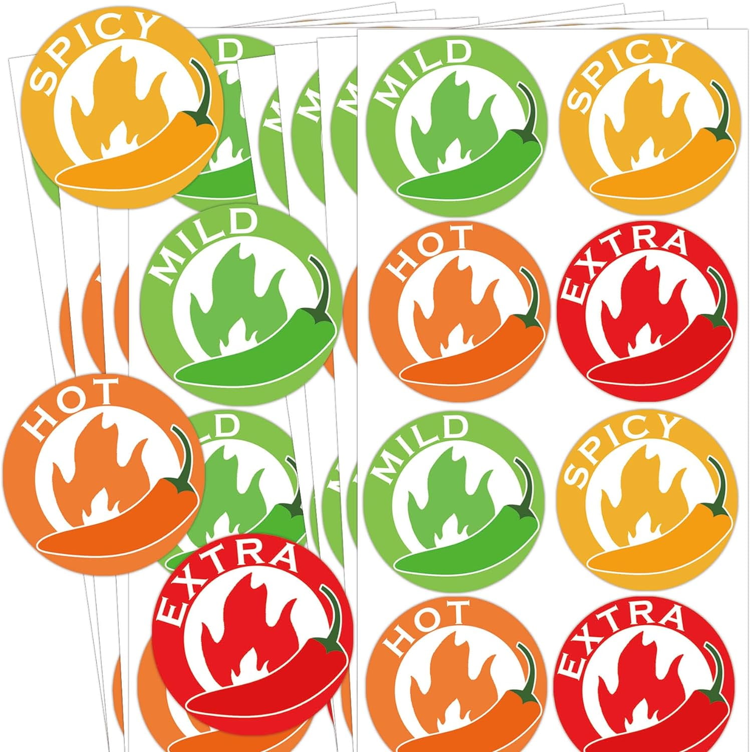 4 Level Spicy Indicator Stickers Red Chili Pepper Labels 1.5inch ...