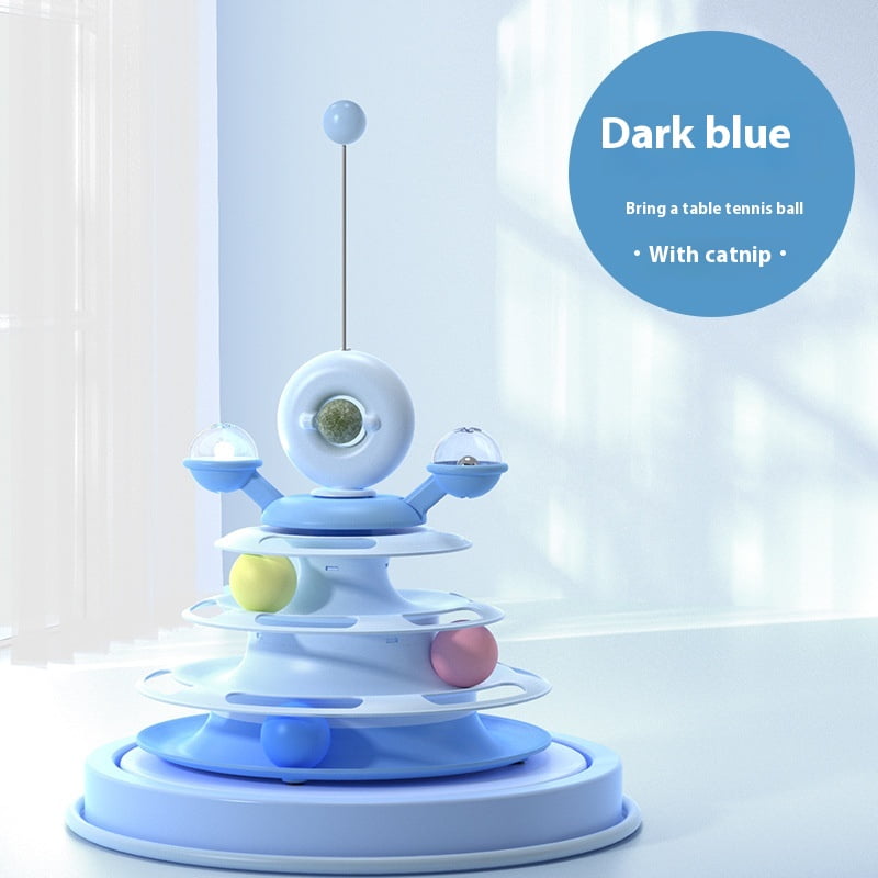 4 Levels Cat Toy Tower Turntable Roller Balls Toys Interactive ...