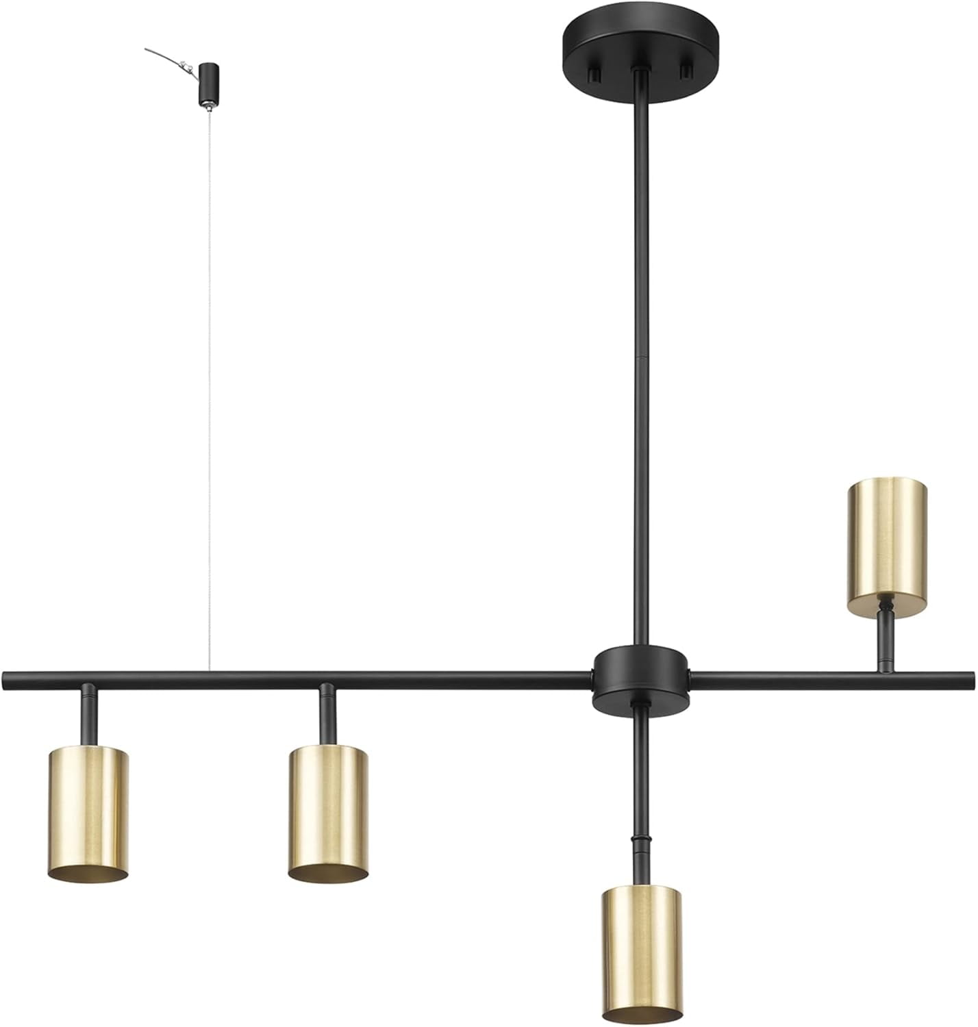 4-Light Adjustable Height Geometrical Track Lighting, Matte Black with ...