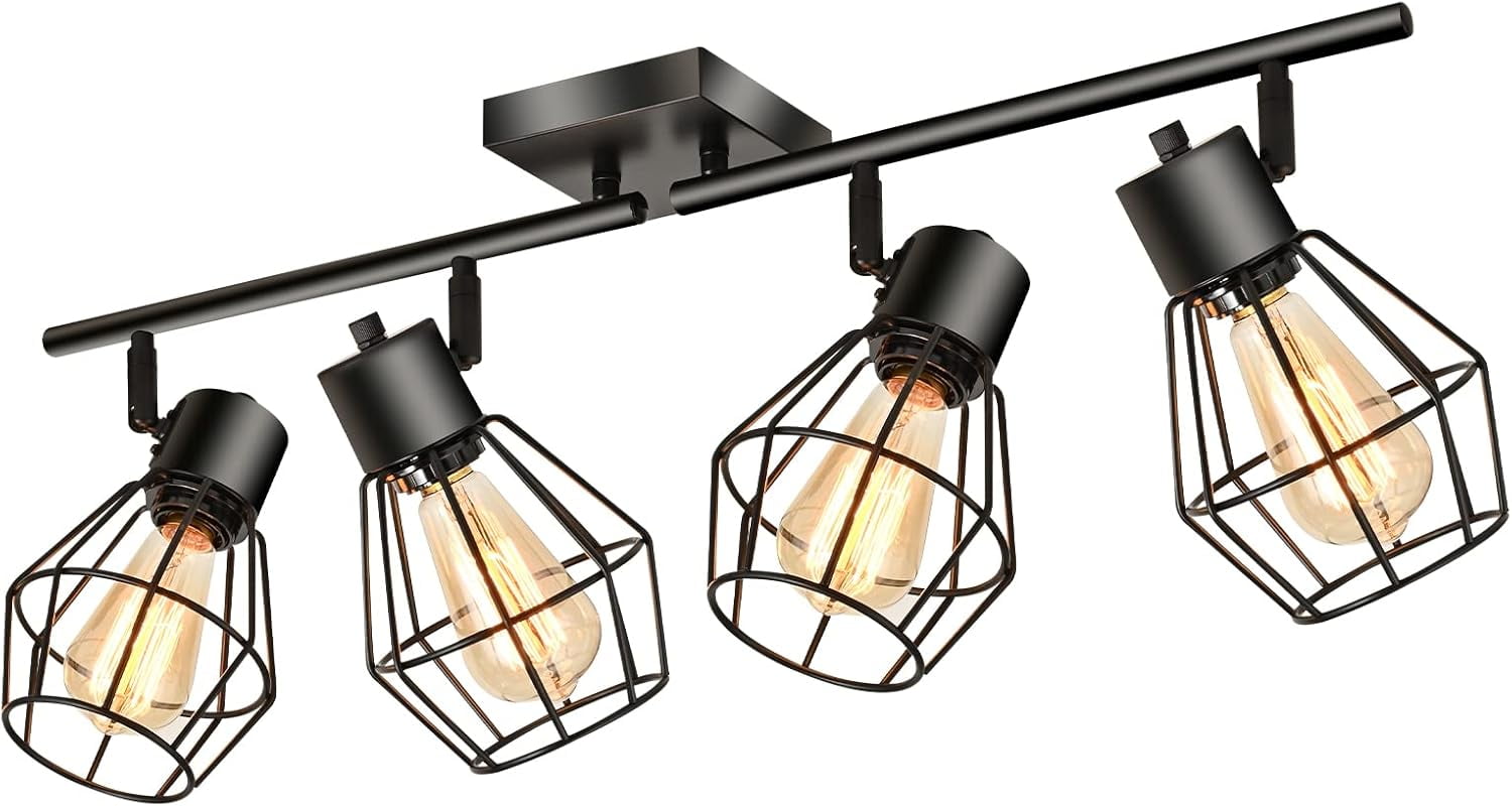 4-Light Black Cage Head Track Lighting Set - Walmart.com
