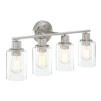 19 in. White 3 Light Bathroom Vanity Light Fixture with Clear Glass ...