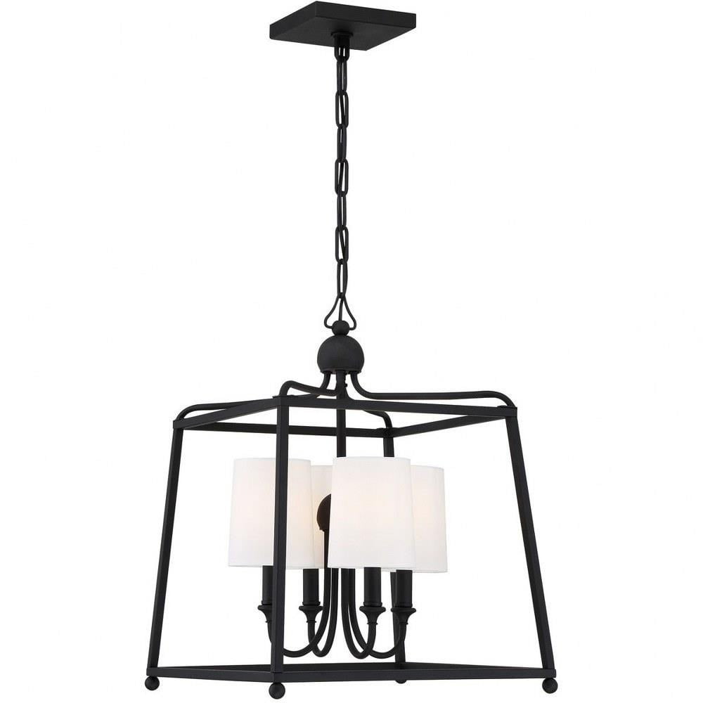 4 Light Chandelier-21 inches Tall and 16 inches Wide-Black Forged ...
