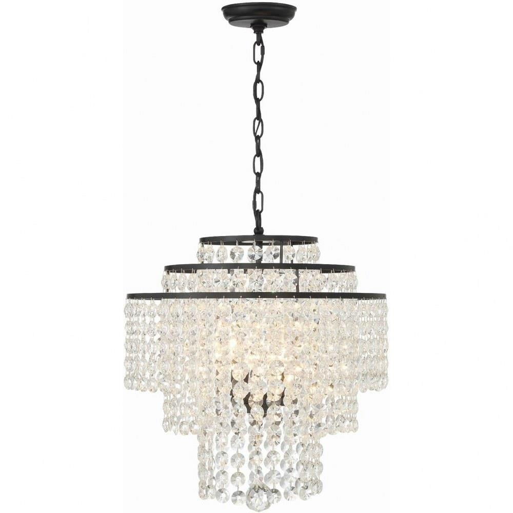 4 Light Chandelier in Traditional Style-20.5 inches Tall and 18 inches Wide-Matte Black Finish ...