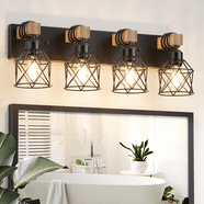 Uolfin 22 in. 3-Light Rustic Bronze Bathroom Vanity Light with Seeded ...