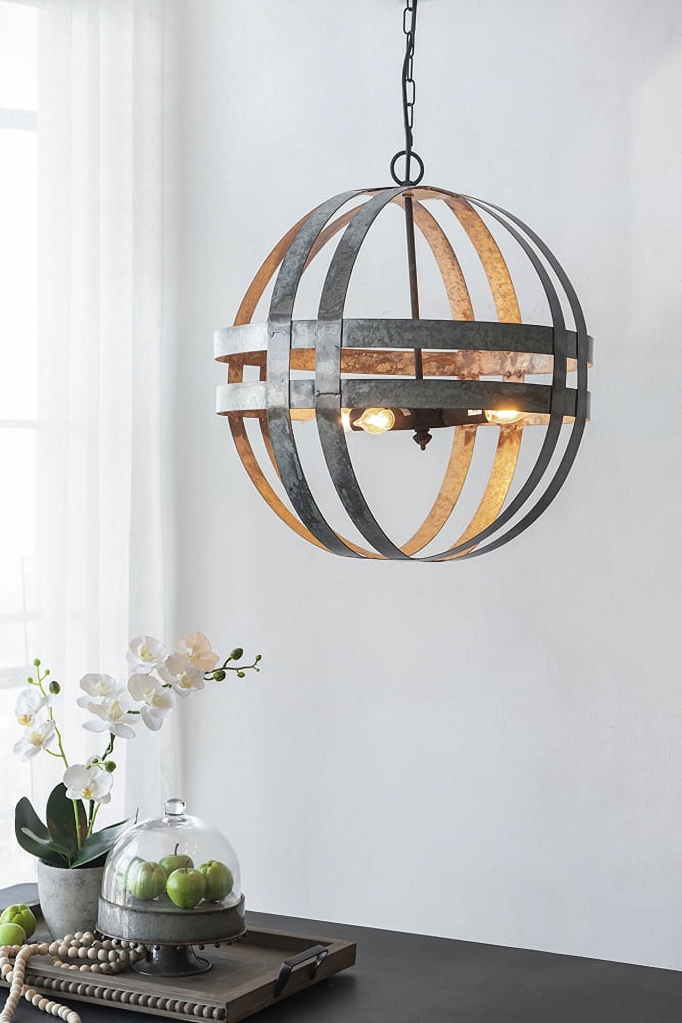 4- Light Galvanized Chandelier,Hanging Light Fixture with Adjustable ...