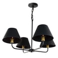4-Light Height Adjustable Chandelier with Fabric Shades, Mid-Century ...