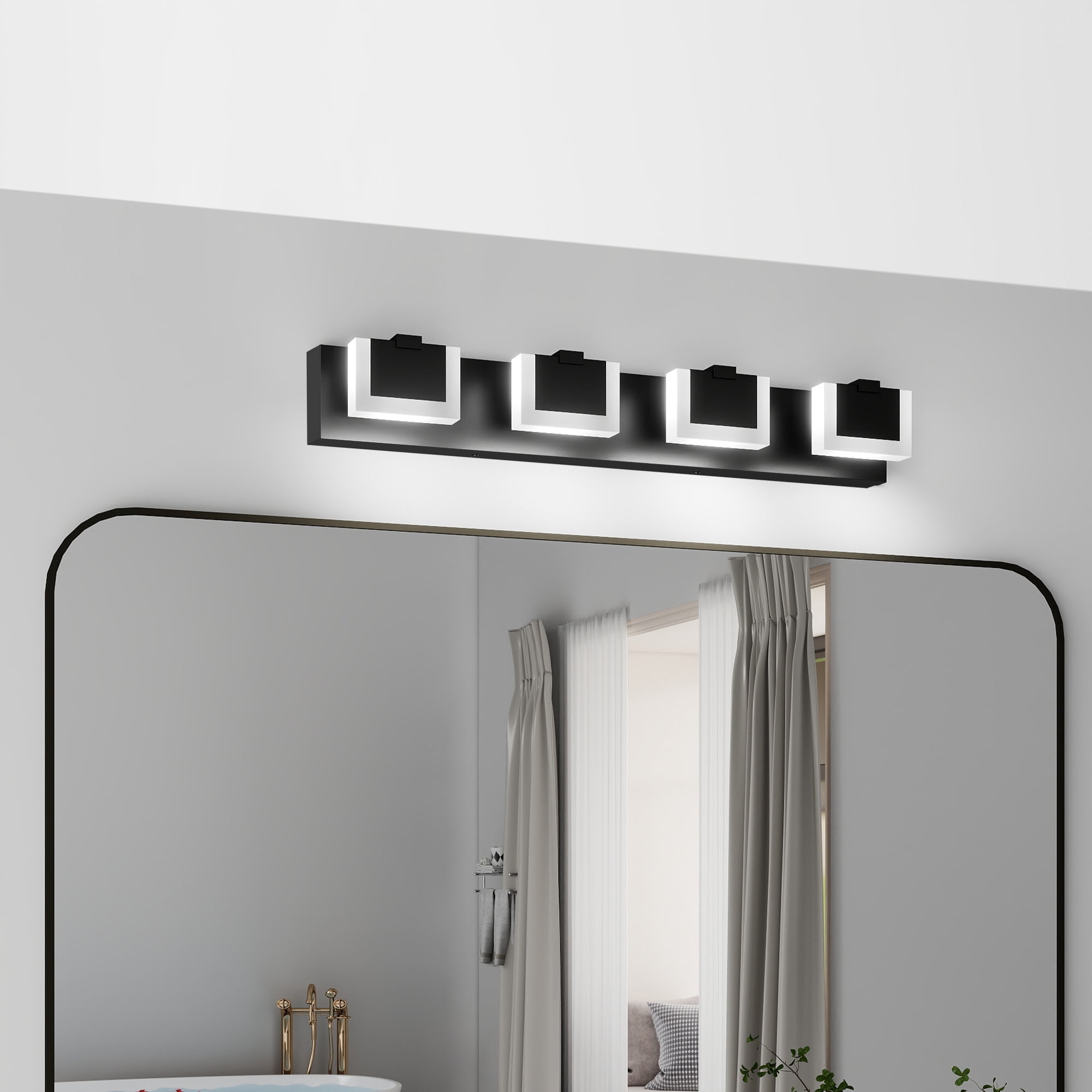 4-Light LED Vanity Light, 30 Inch Dimmable Bathroom Fixture, Matte ...