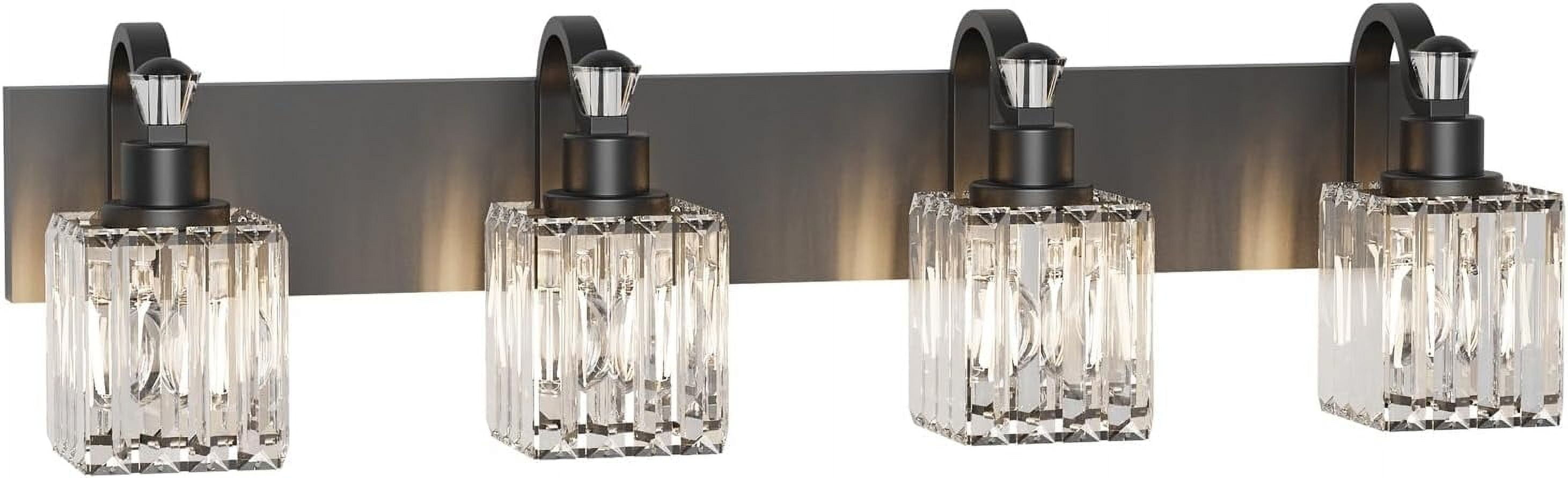 4-Light Modern Crystal Bathroom Vanity Lights Black Bathroom Light ...