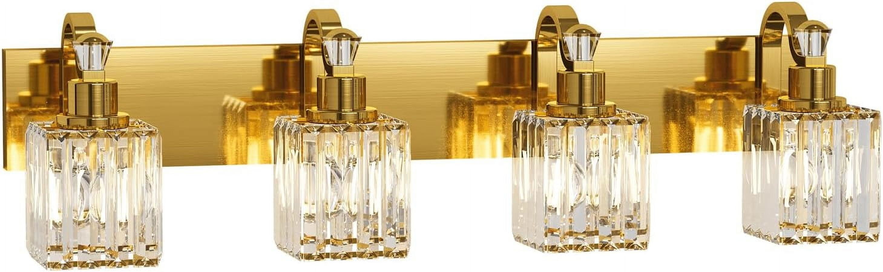 4 Light Modern Crystal Bathroom Vanity Lights Gold Bathroom Light ...