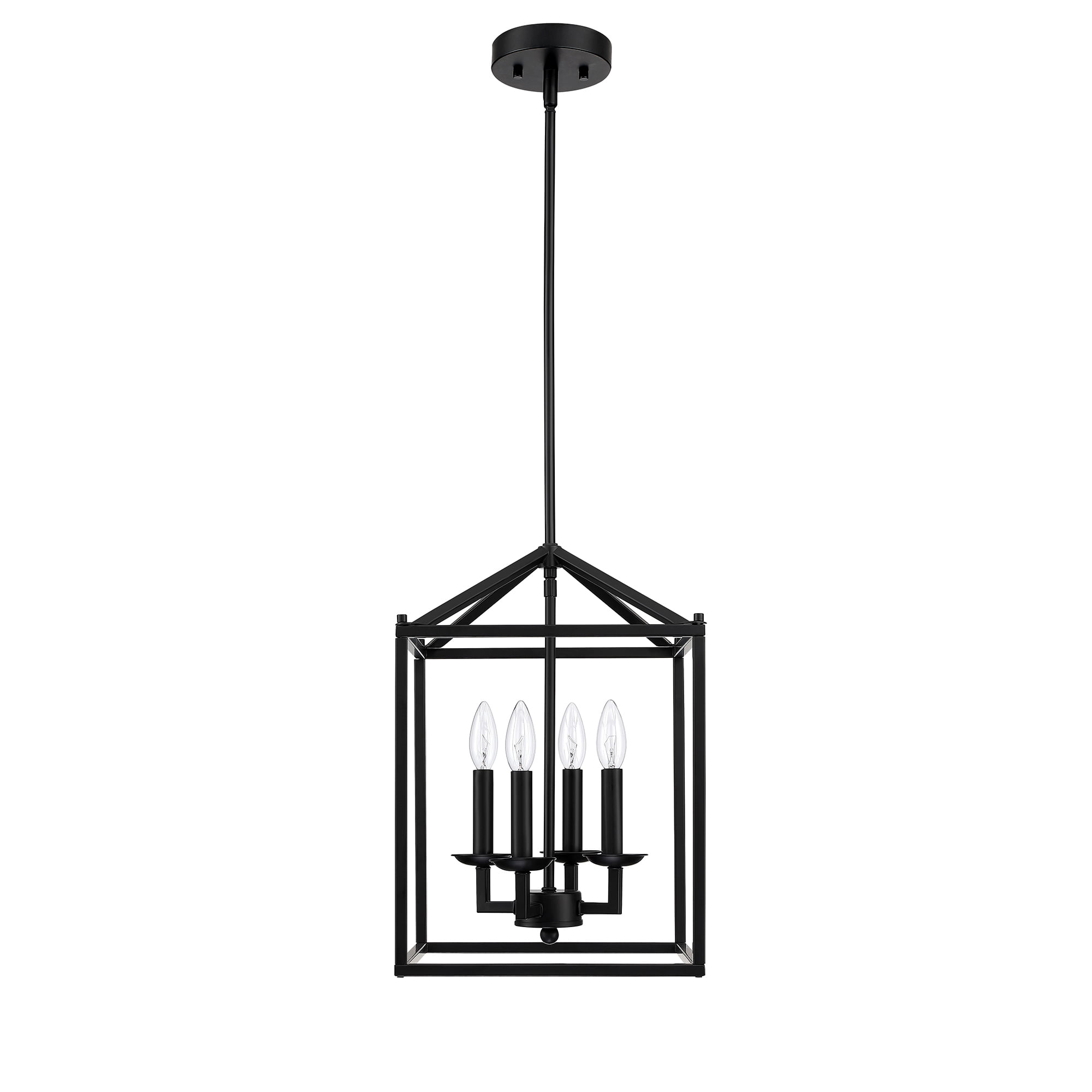 4-Light Modern Pendant Light, Matte Black Ceiling Mount Fixture for ...