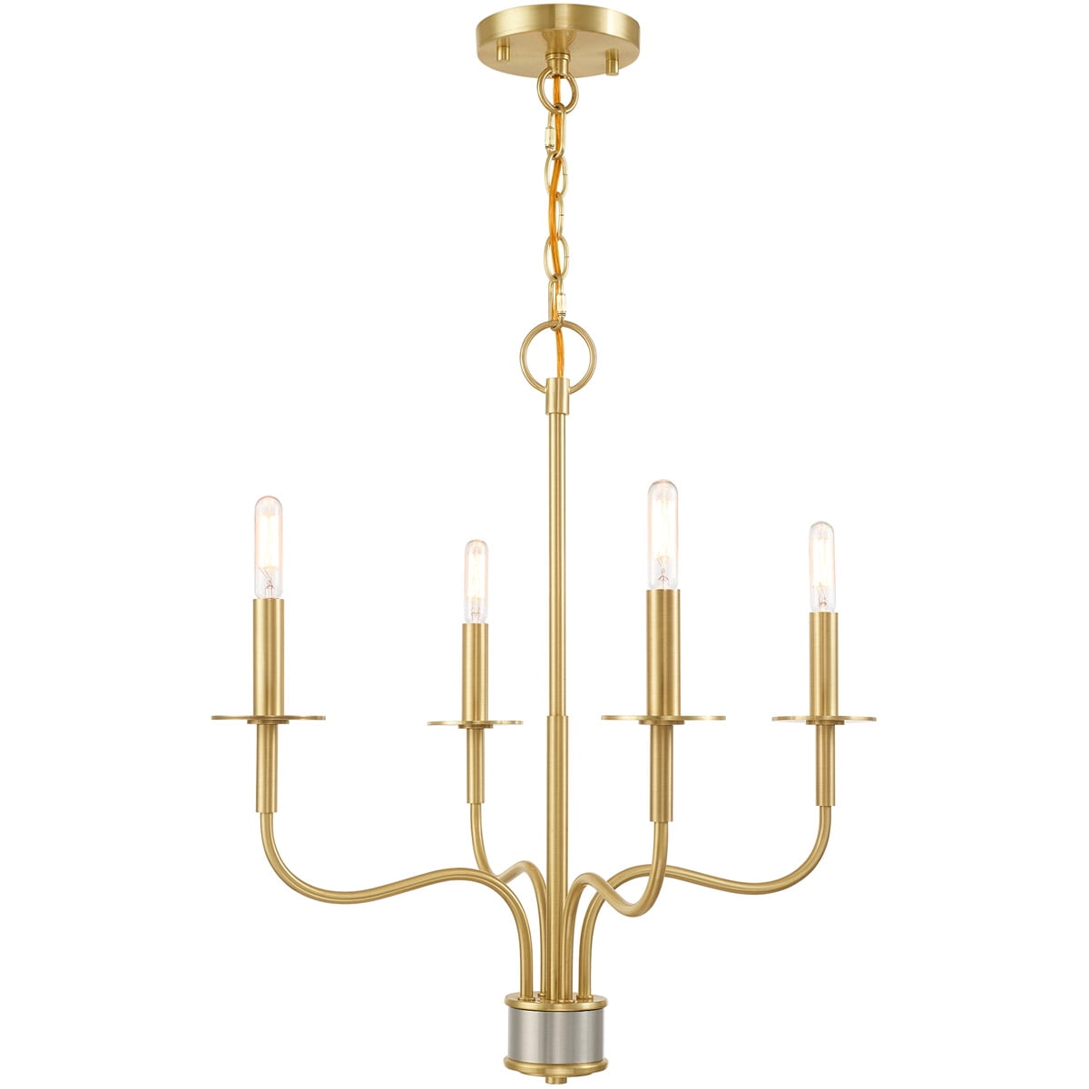 4 Light Satin Brass Mini Chandelier with Steel base material - Walmart.com