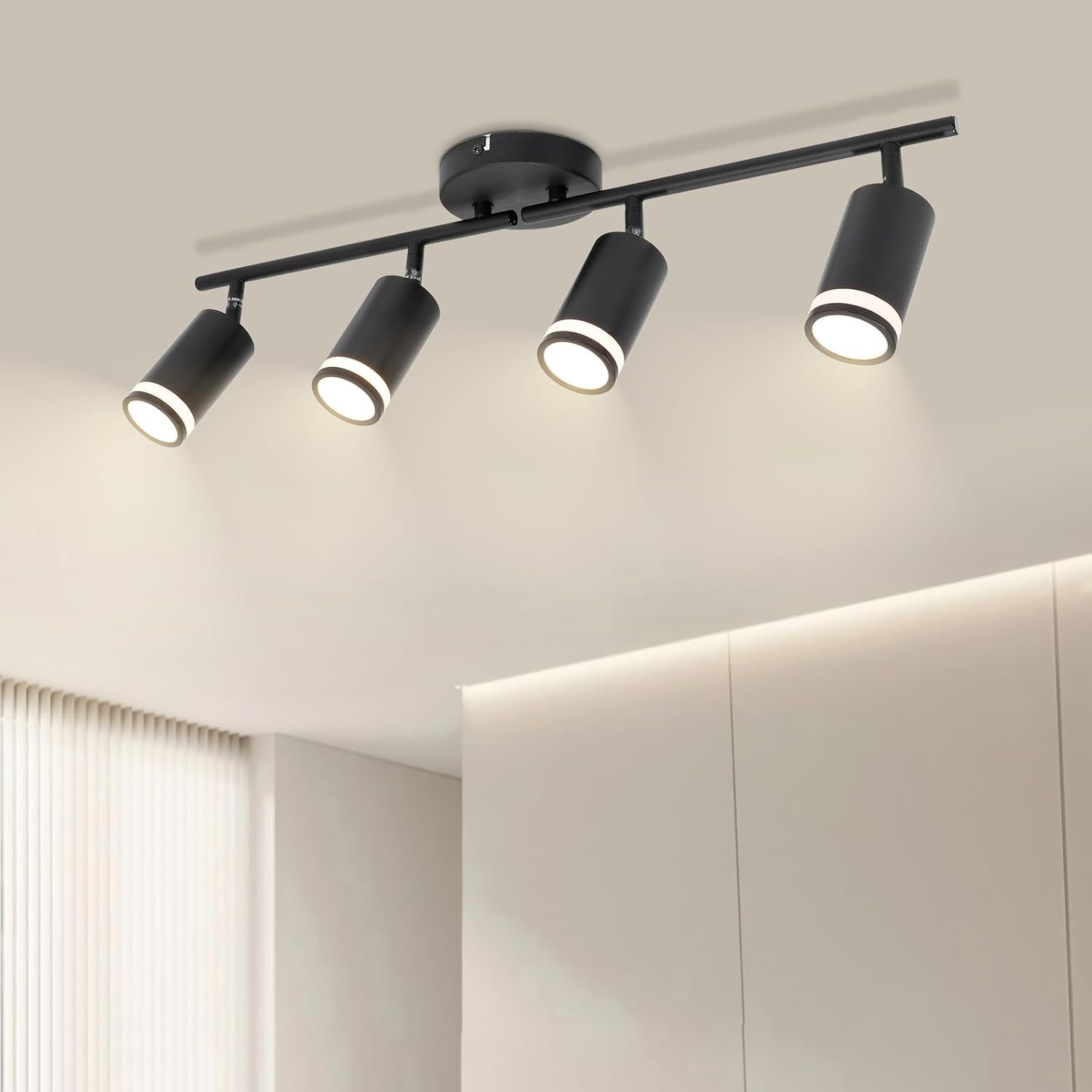 4-Light Track Lighting Fixtures Ceiling, GU10 Black LED Ceiling ...