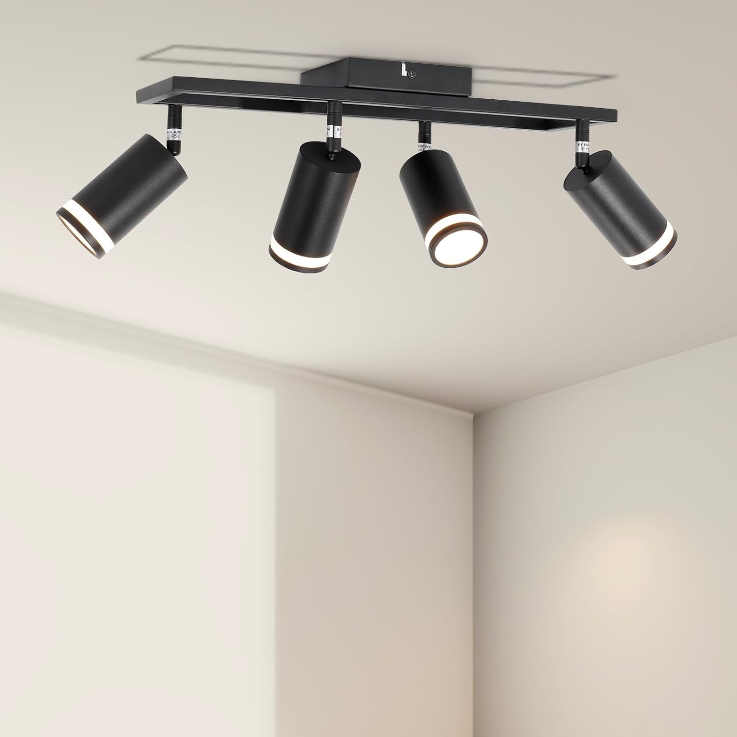 4-Light Track Lighting Fixtures Ceiling, GU10 Black Led Ceiling ...