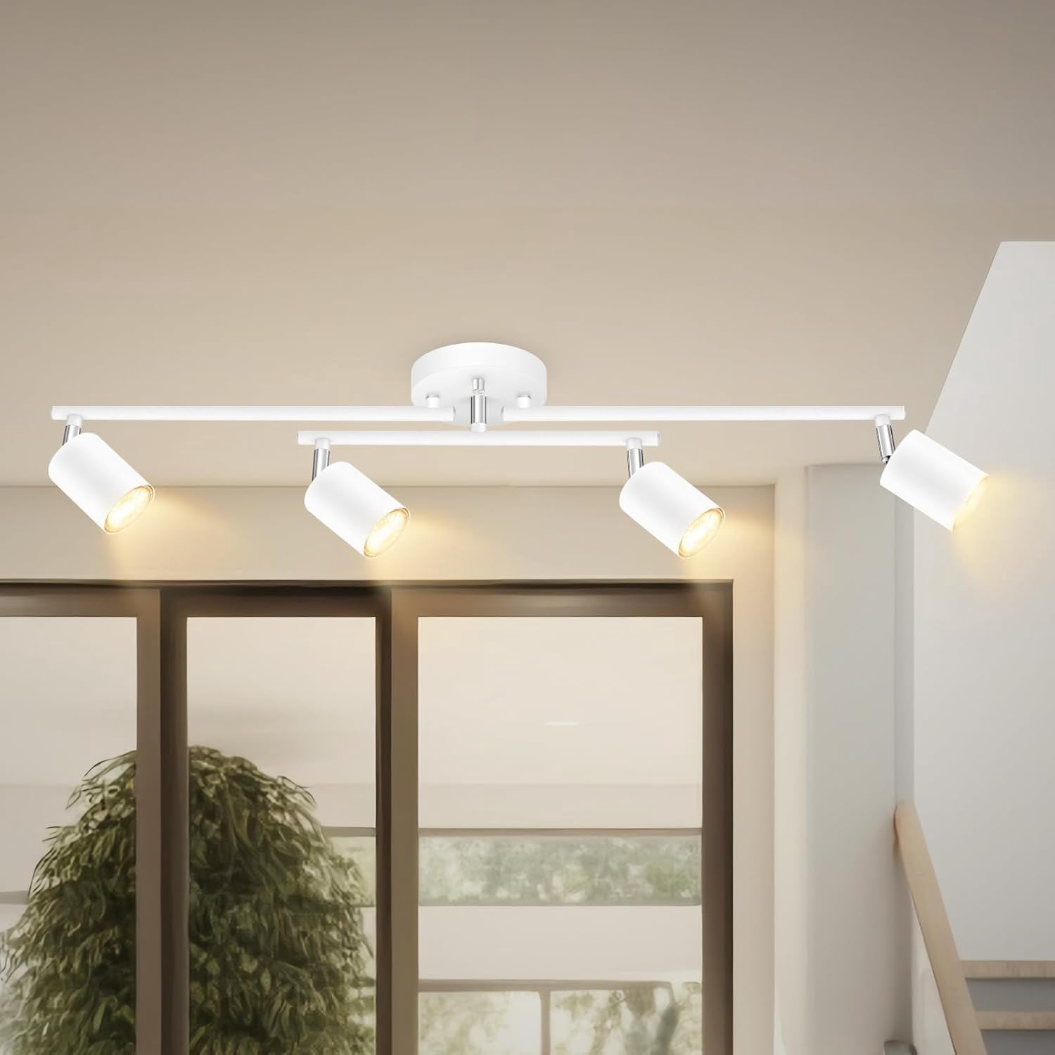 4 Light Track Lighting Kit Kitchen, White Track Lighting Fixtures ...