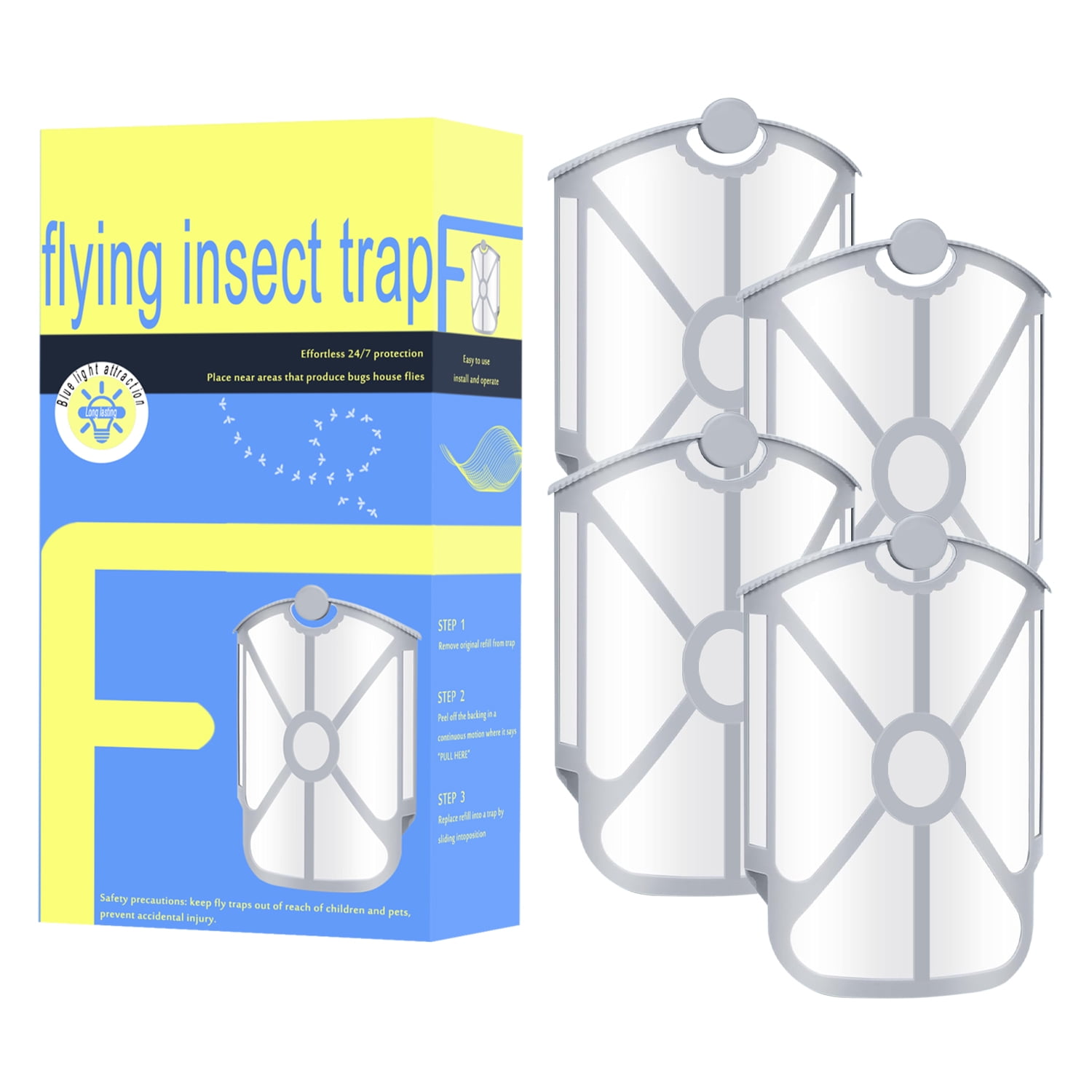 4 Light Trap Refill Cartridges Capture Fruit Flies, Flying Insect ...